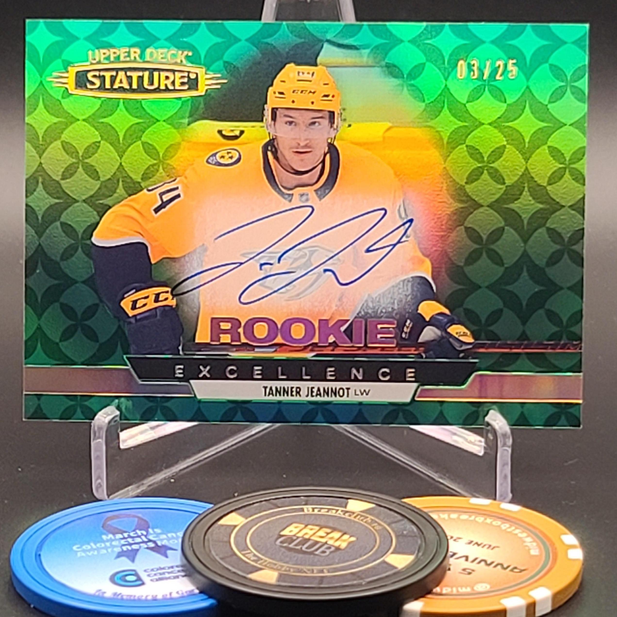 Tanner Jeannot Rookie Auto 2021-22 Upper Deck Stature Rookie Excellence ...