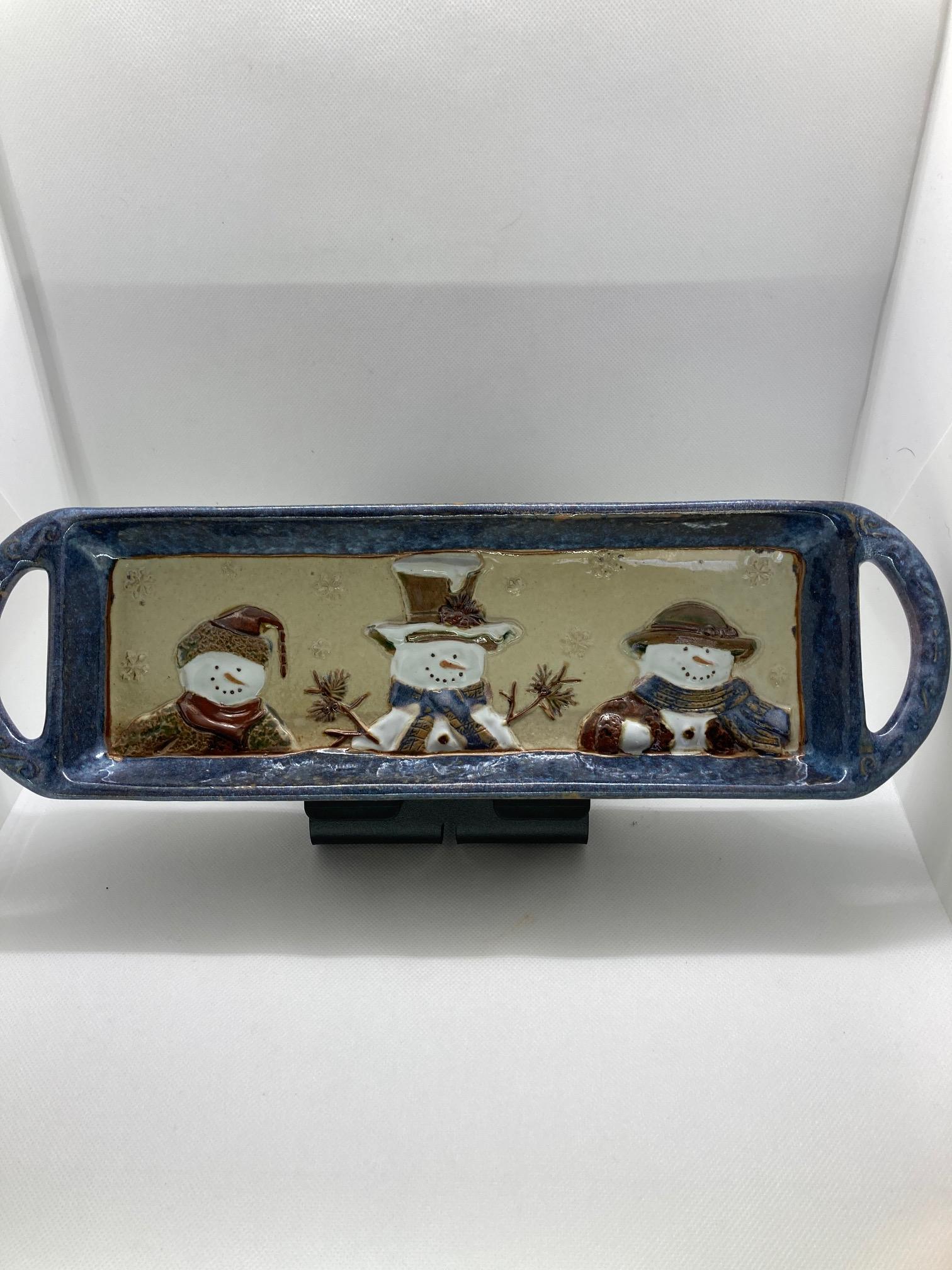 St. Nicholas Square FOREST FRIENDS 15" Serving Tray Platter Snowman ...