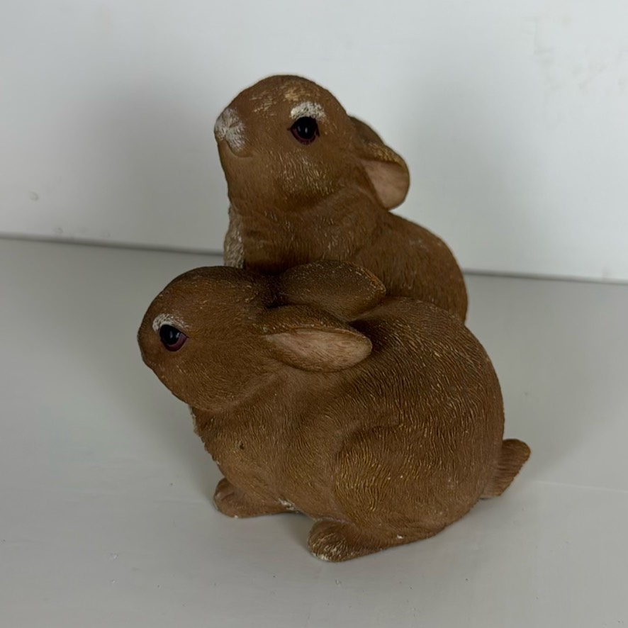 Pair Of Bunnies Rabbits Figurine