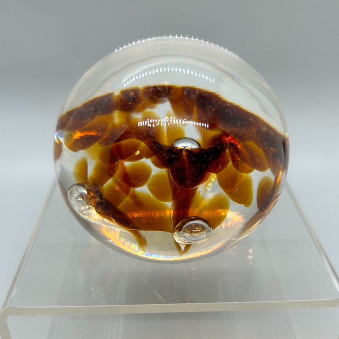 05 Paperweight - Bart Zimmerman 5 Lily In Amber - Signed