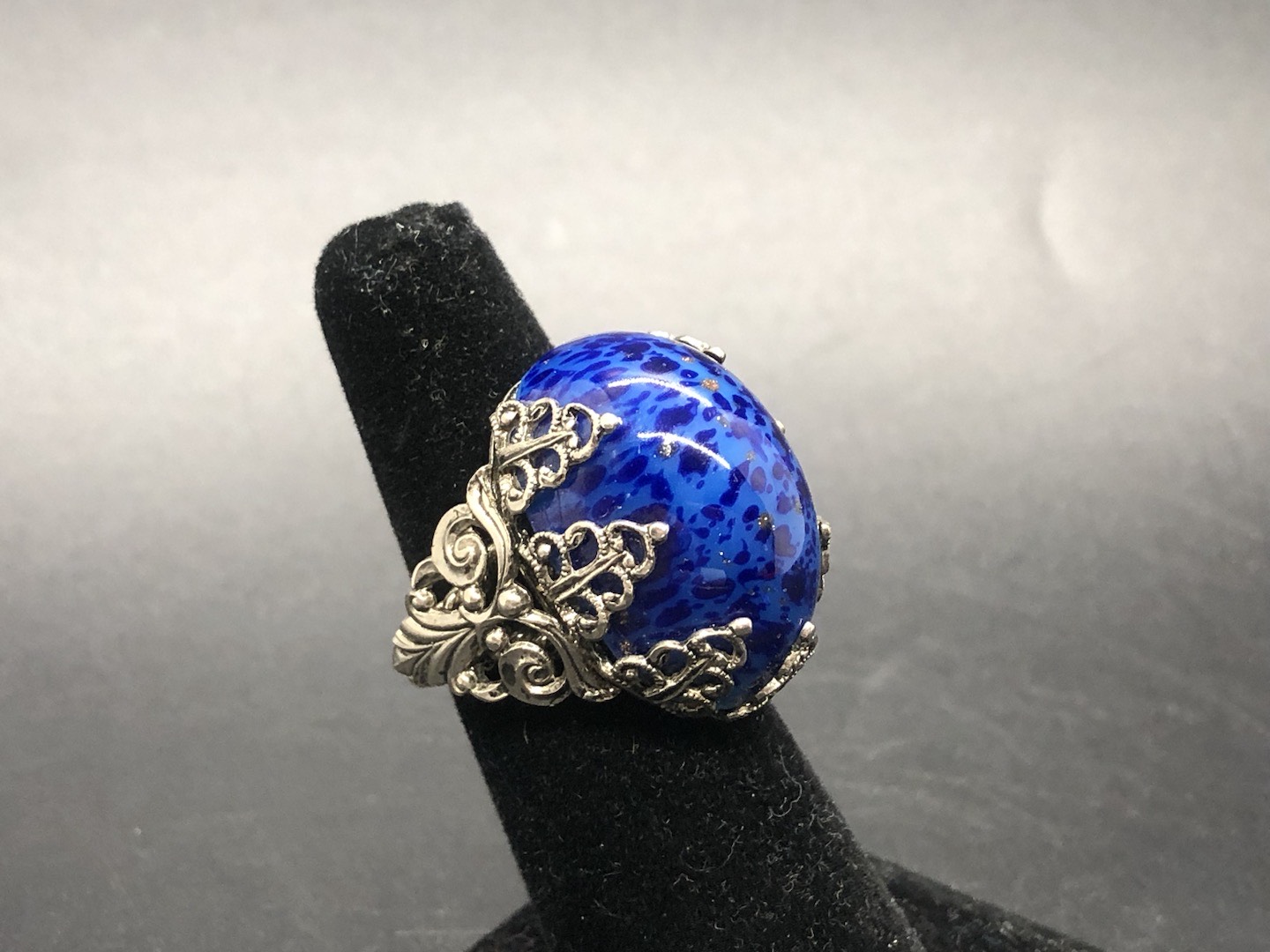 Vintage German Adjustable Large Blue Lapis Lazuli Filagree Stainless ...