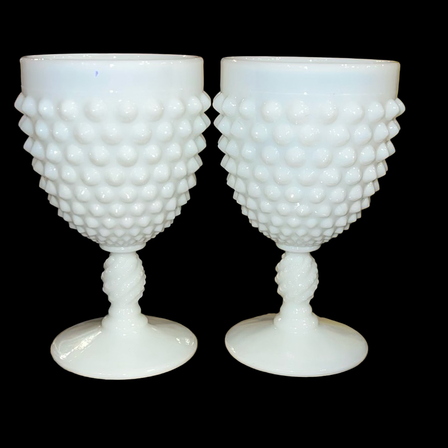 Fenton Milk Glass Hobnail Goblets