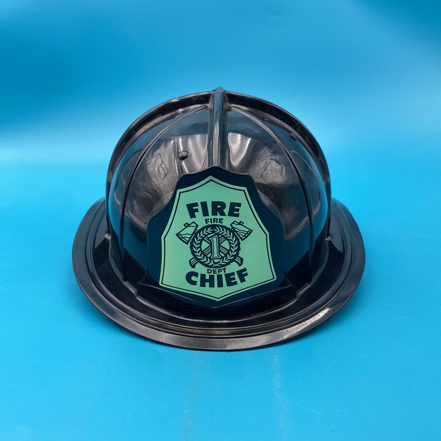 L-Fire Chief Black Fireman Helmet From The 1990s