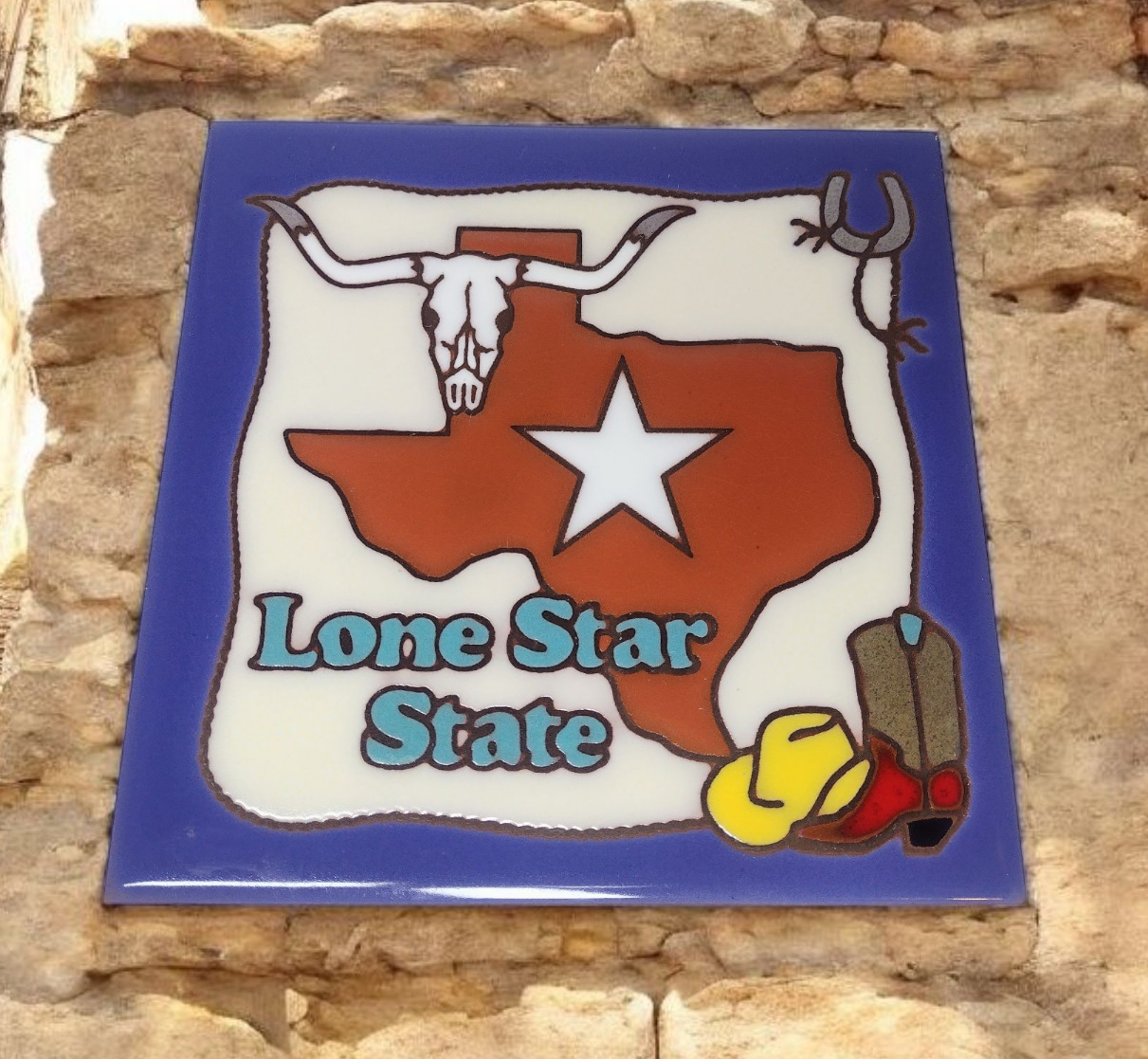 Masterworks Terracotta Art Tile Texas Lone Star State Western Trivet ...