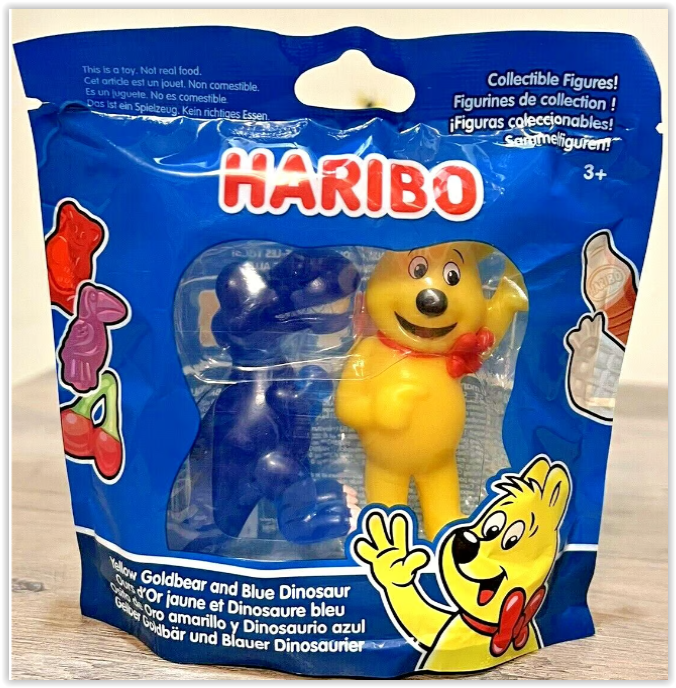 Haribo Collectible Mini Figures Yellow GoldBear & Blue Dinosaur NEW