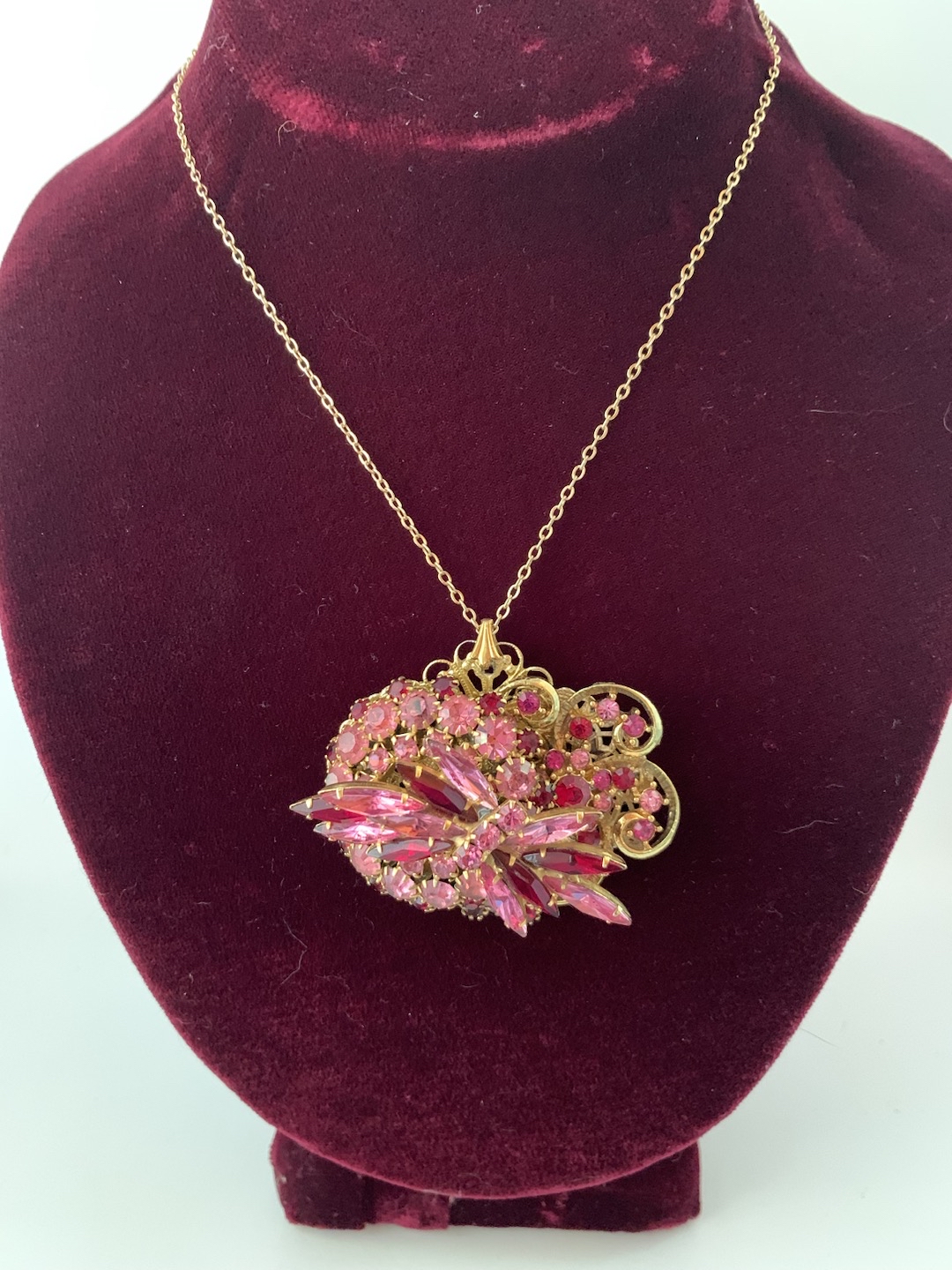 Pink And Red Collage Necklace