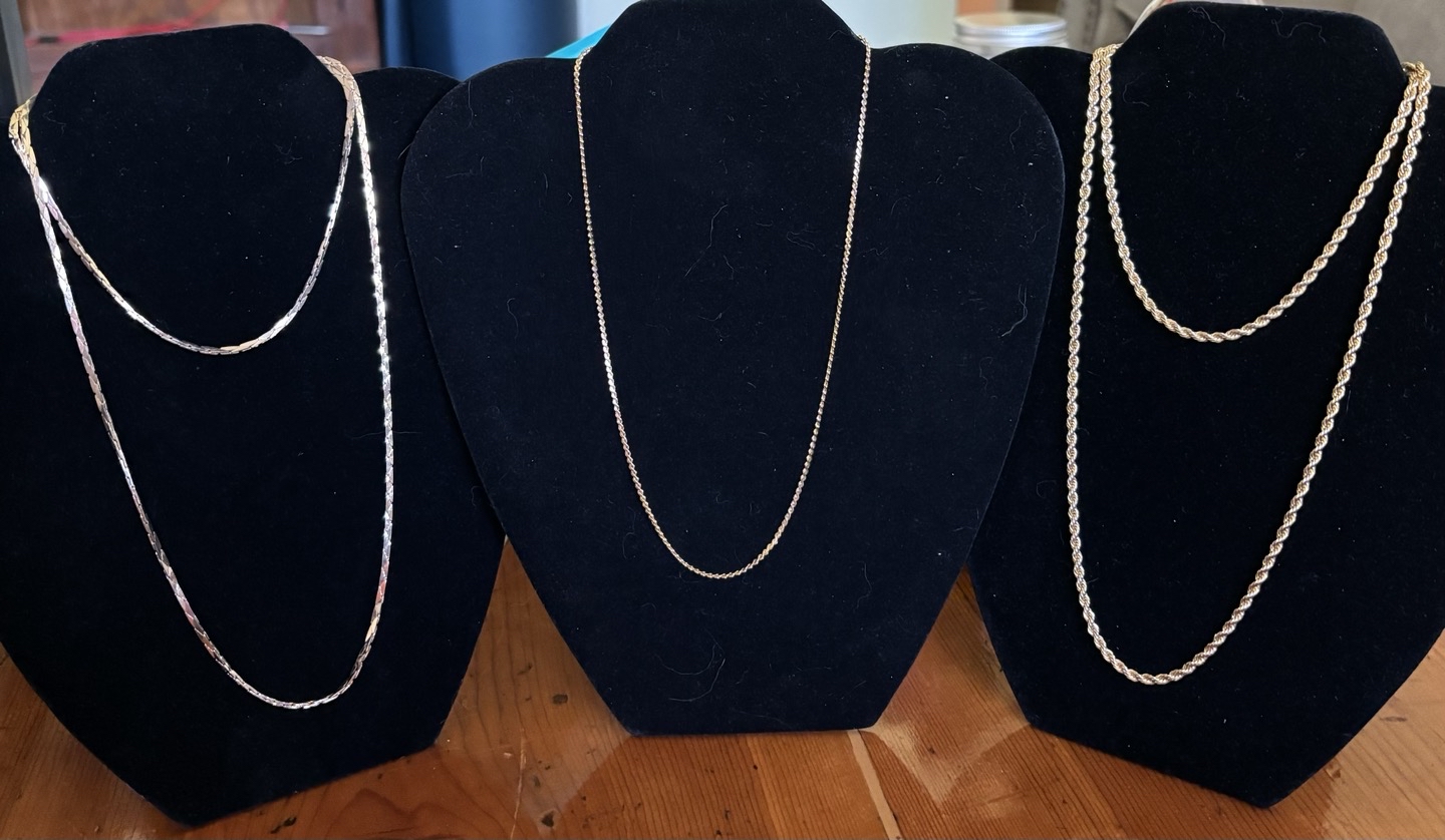 Three Vintage Gold Tone Stacking Chains