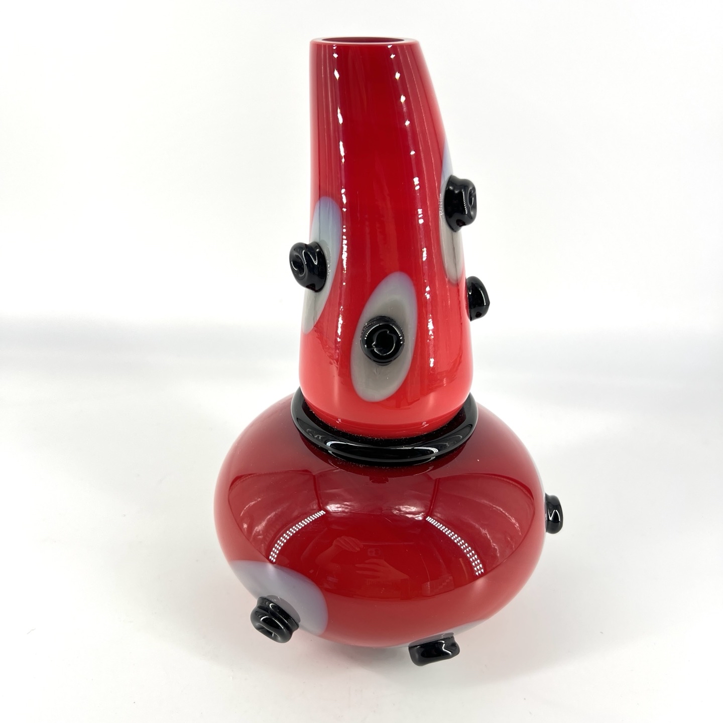 Robert Levin 1985 Red Abstract Cased Art Glass Vase