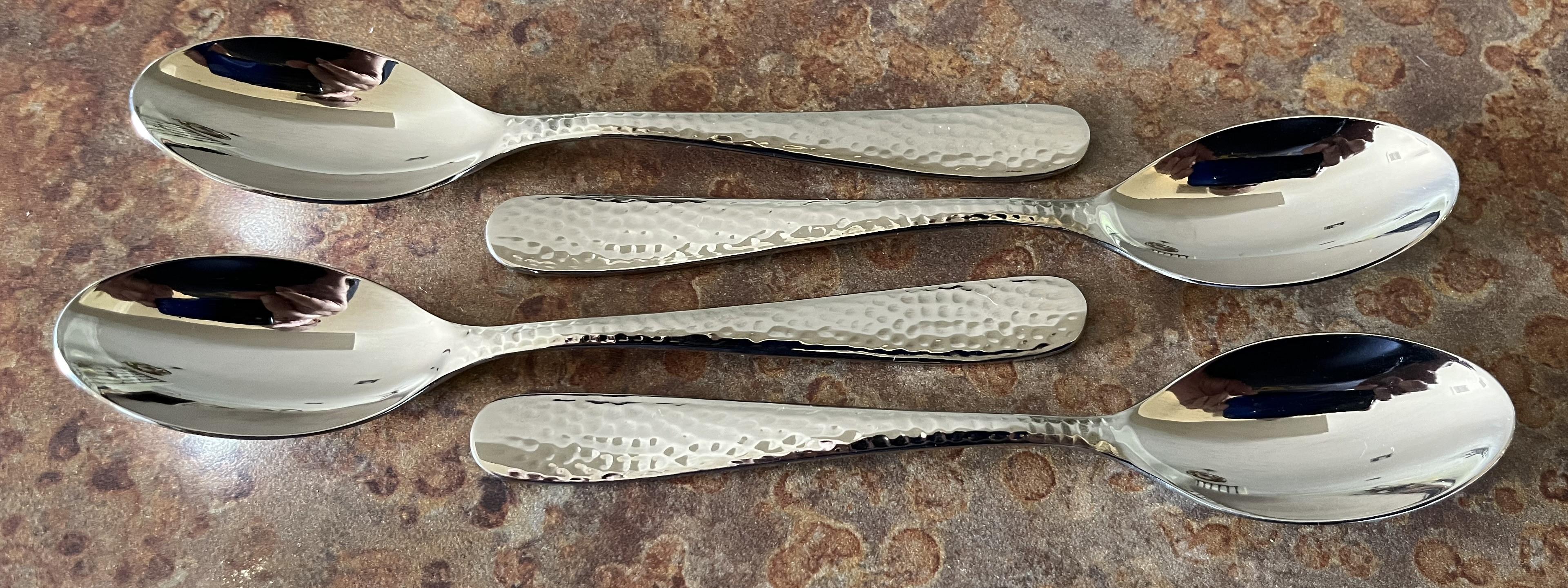 Tomodachi Stainless Flatware Hammered Handle Tea Spoons Made in Vietnam