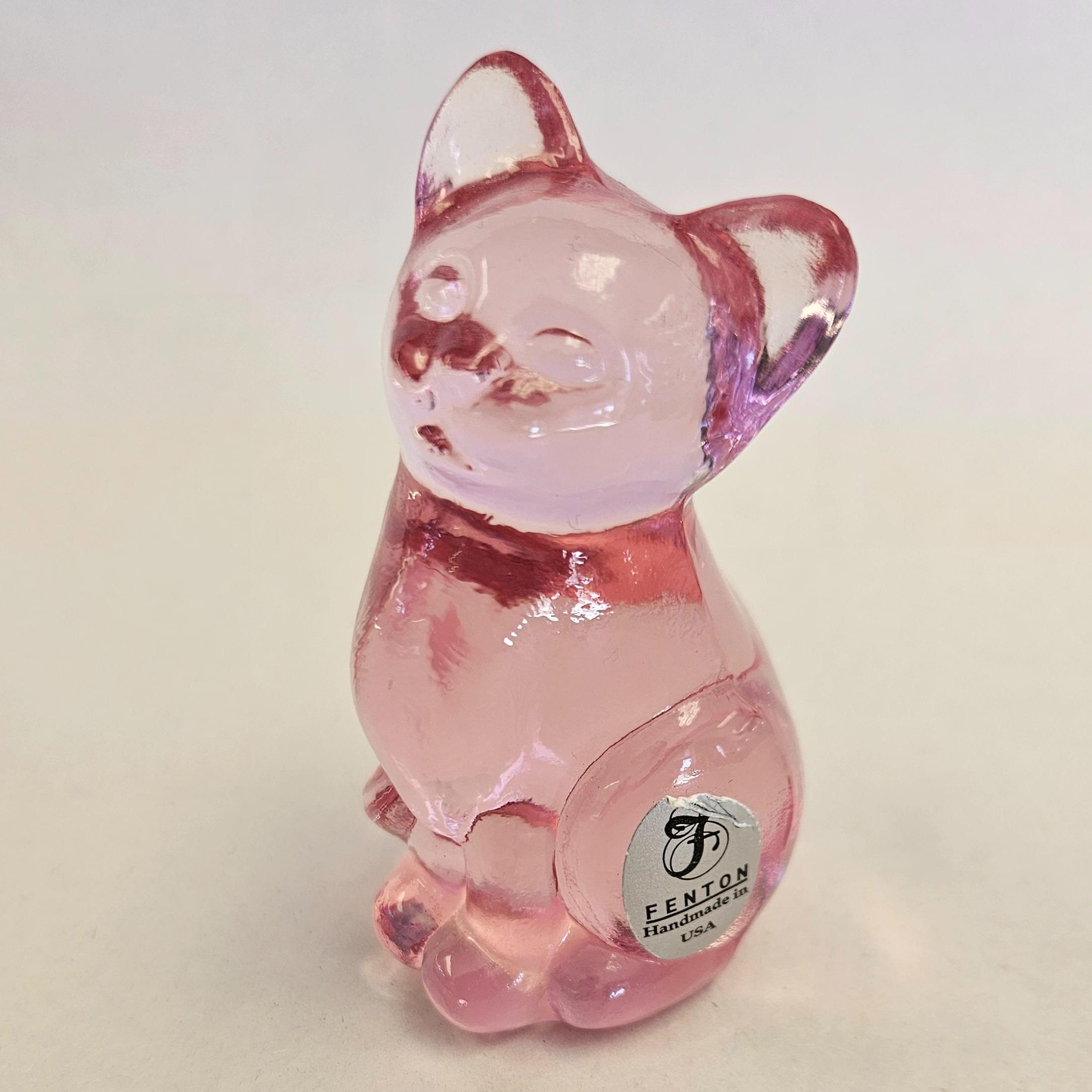 Fenton Pink Cat Figurine