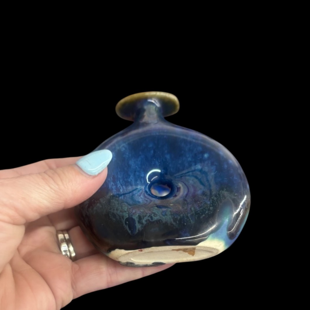 Mini Studio Pottery Vase Donut Shape So Cute 2 1/2” Tall