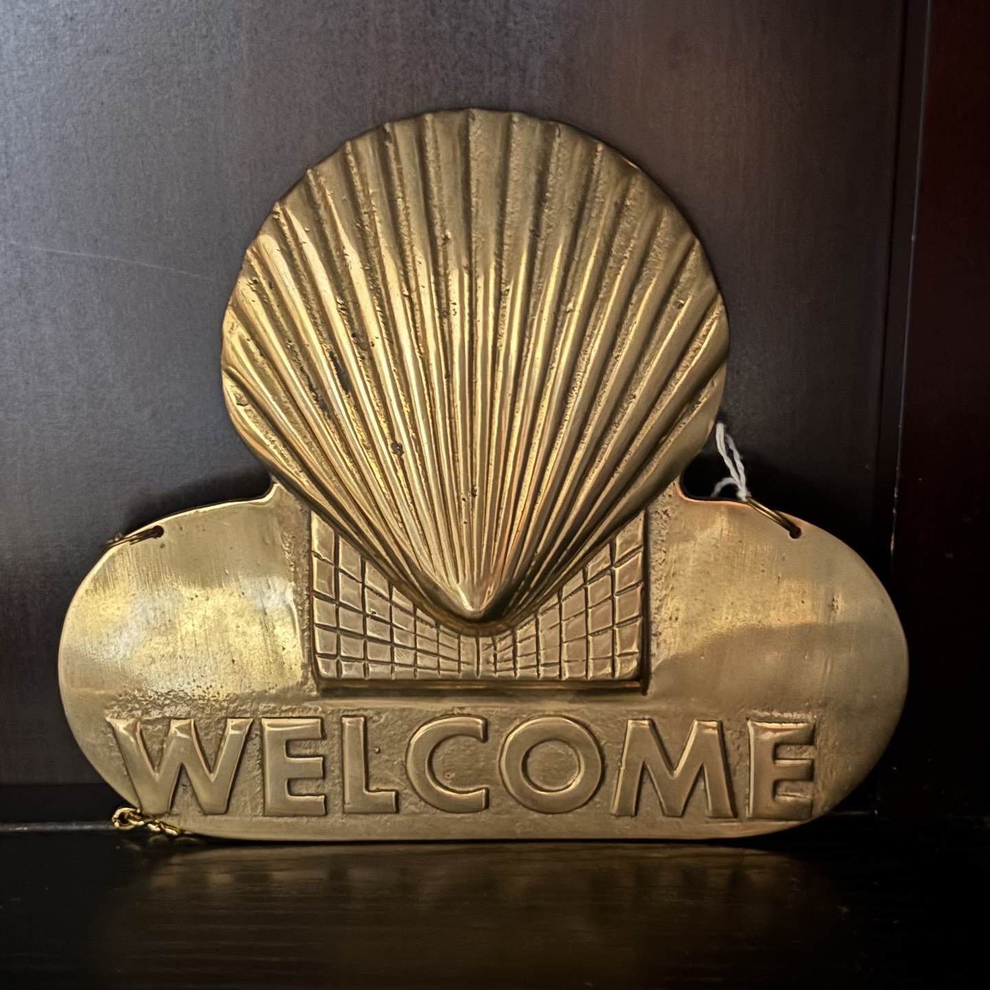 Vintage Solid Brass Shell Welcome Wall Hanging