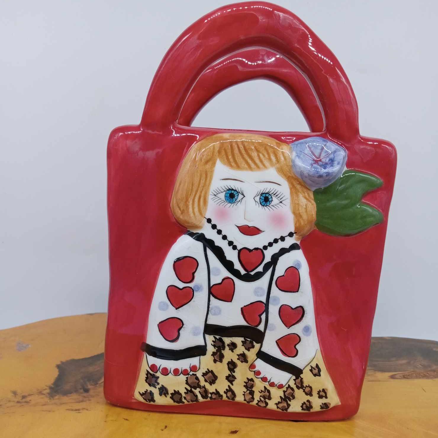 Bella Casa, Ganz, Susan Paley hand bag planter, vase, holder, "Julia"
