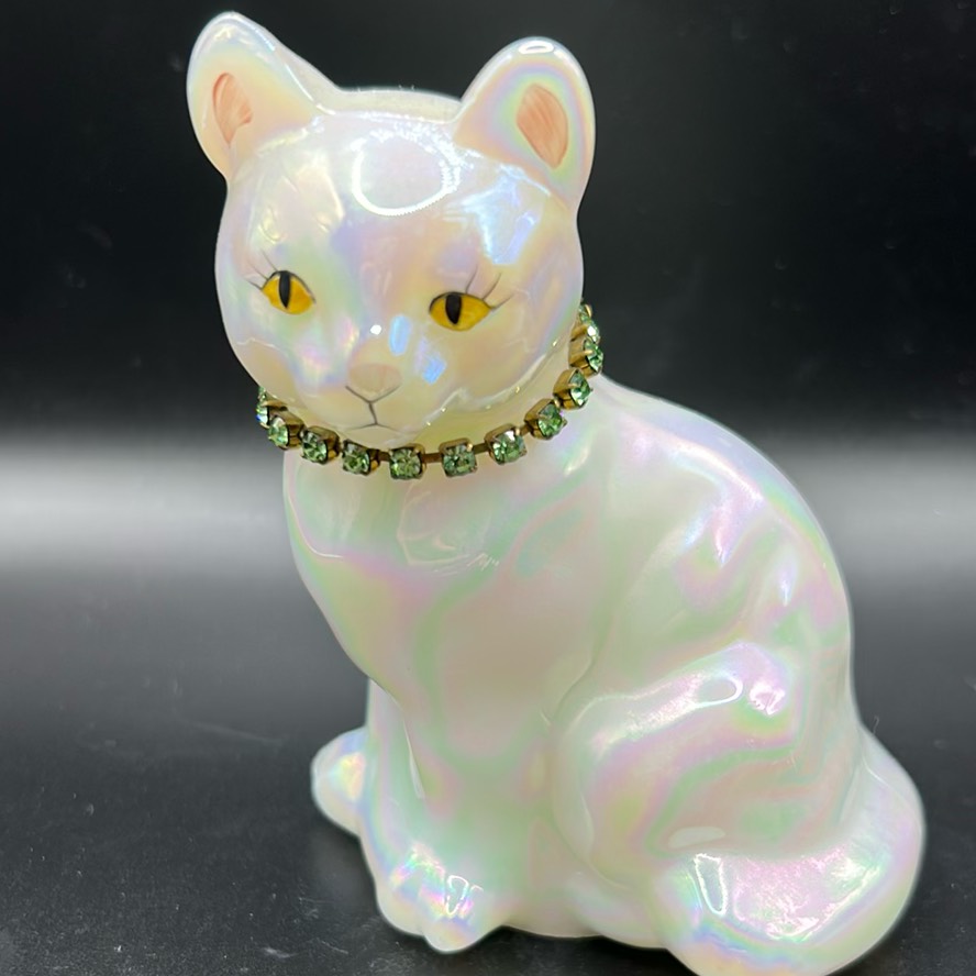 Fenton Iridescent Cat Figurine