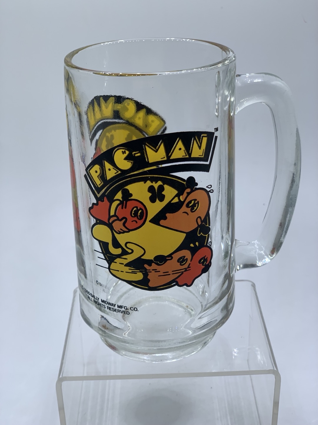 1980 Pac Man and Ghosts Glass Drinking Mug Beer Stein By Bally Midway ...
