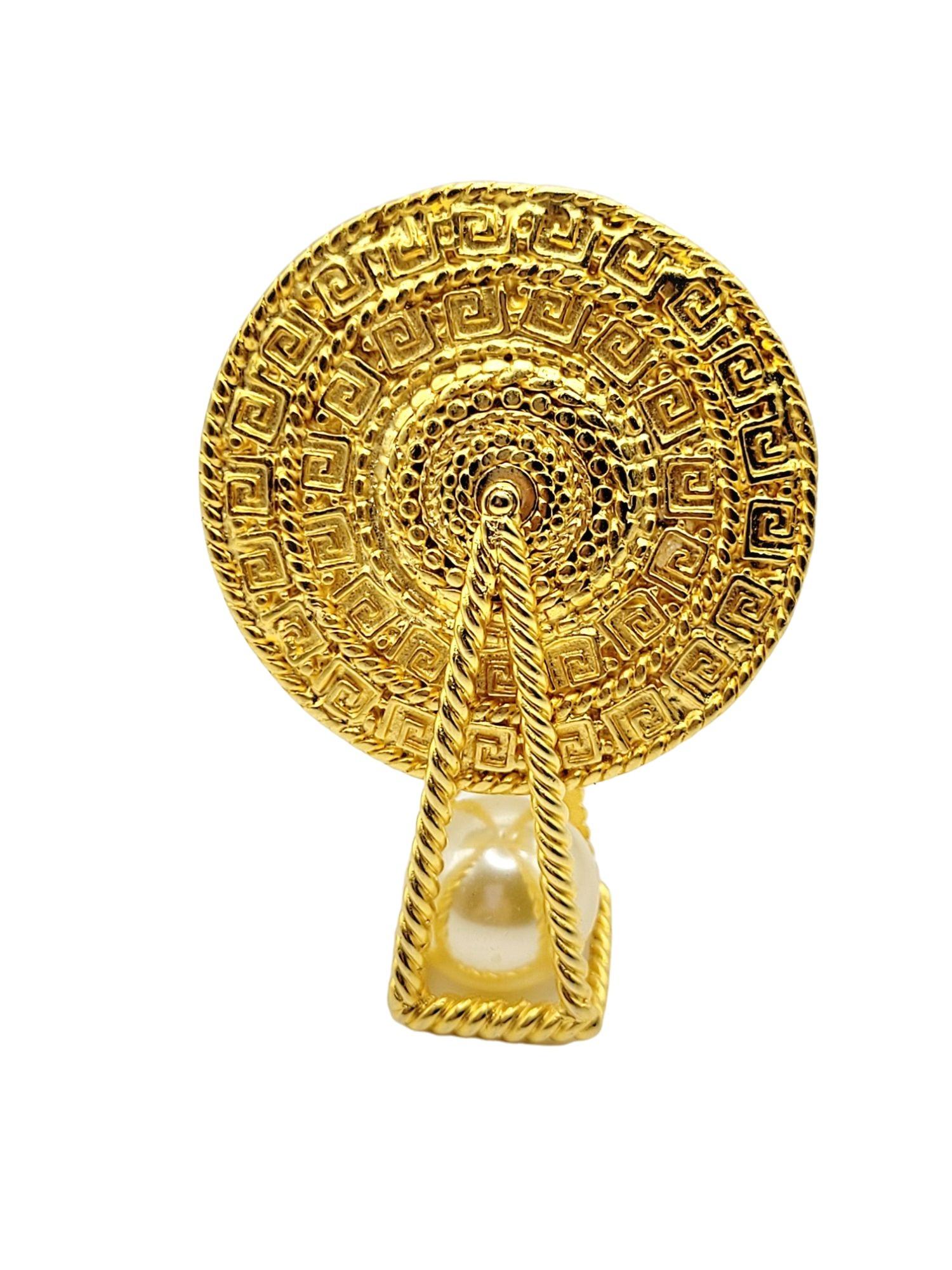 Vintage Signed Designer Mayan Aztec Articulating Sun Dial Brooch (A371)