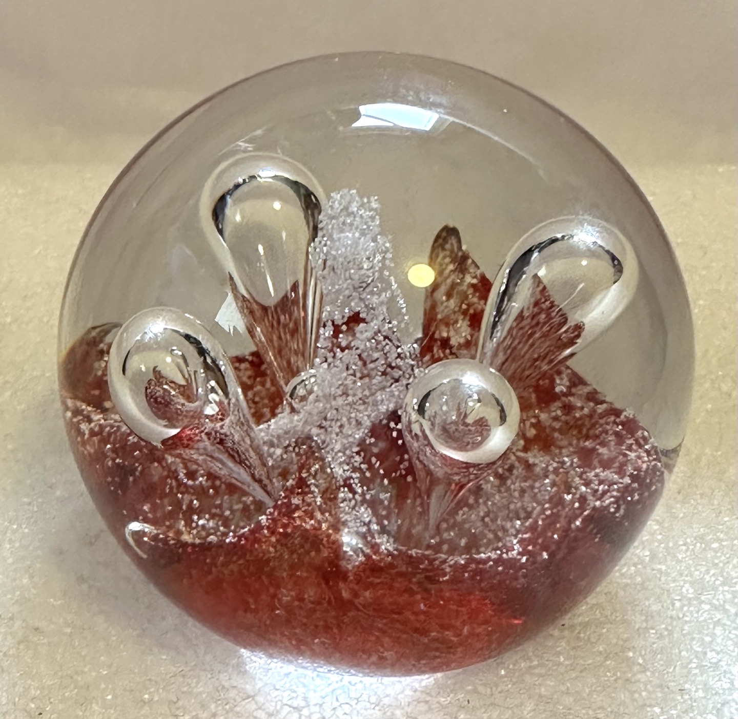 Caithness Red Mini Moonflower Paperweight Scotland