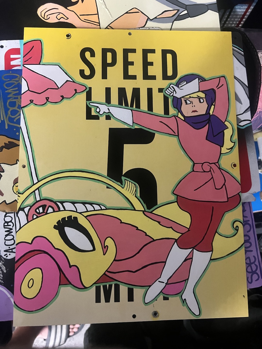 Penelope Pit stop 5mph Sign