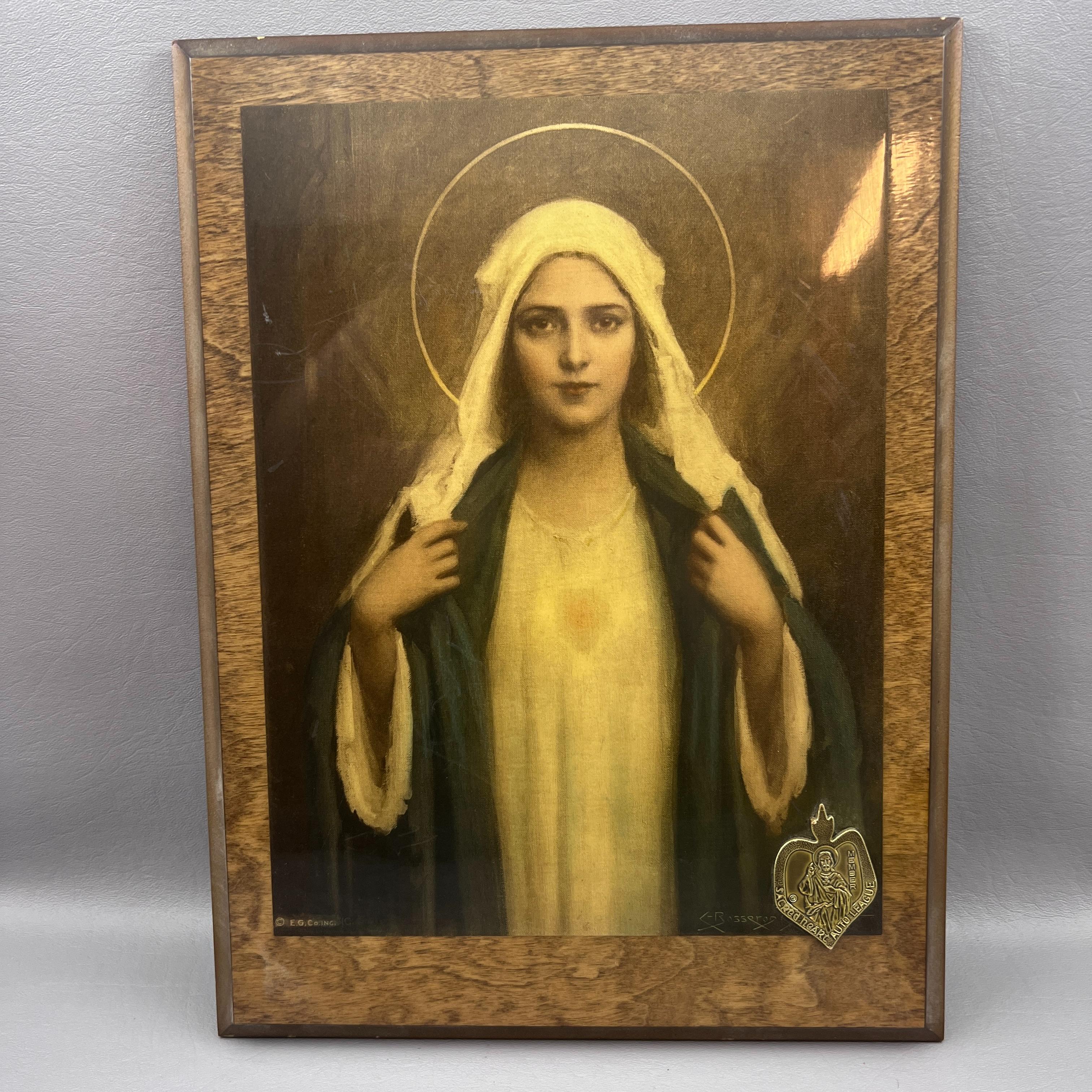 #023 Vintage Immaculate Of Heart Of Mary C. Bosseron Print Mounted On ...