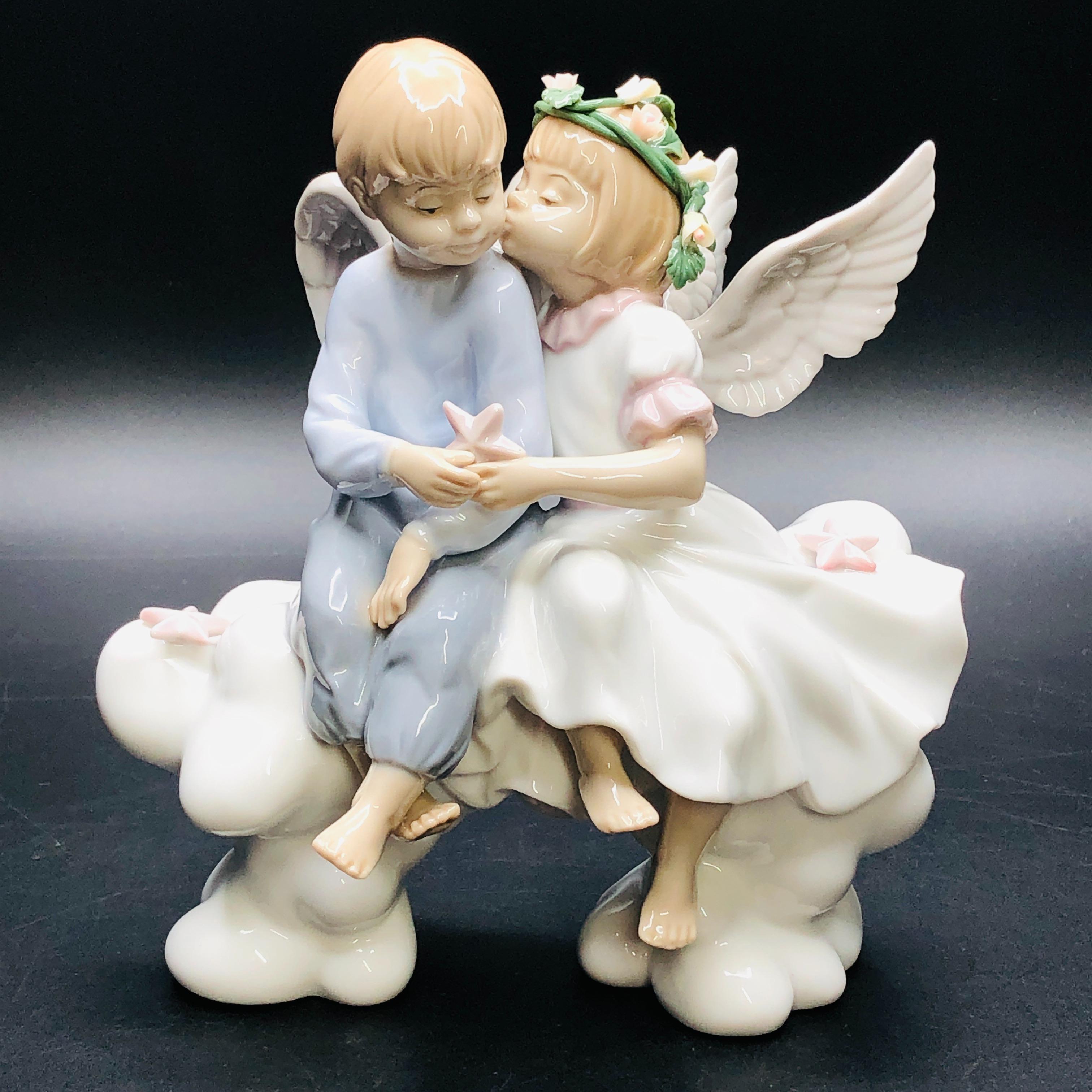 Vintage ADELINE Porcellana Fine Child Angel Couple Kiss in Heaven on ...