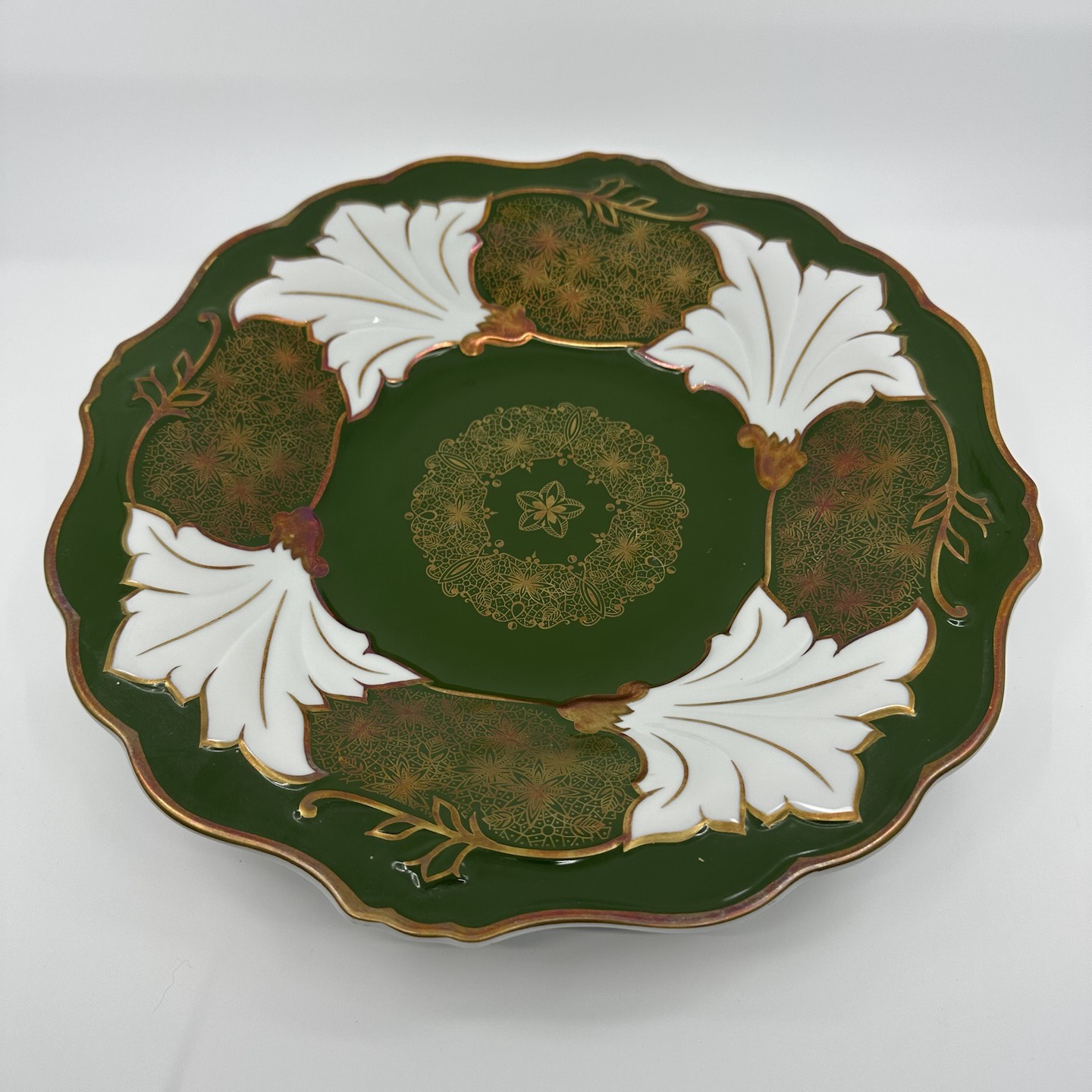 STUNNING Vintage Echt Weimar Green & Gold Display Plate 519/50 Made In ...