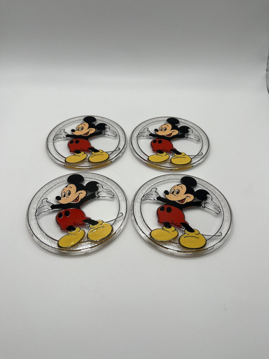 Vintage Set of 4 Walt Disney Mickey Mouse Coasters Retro Monogram Products