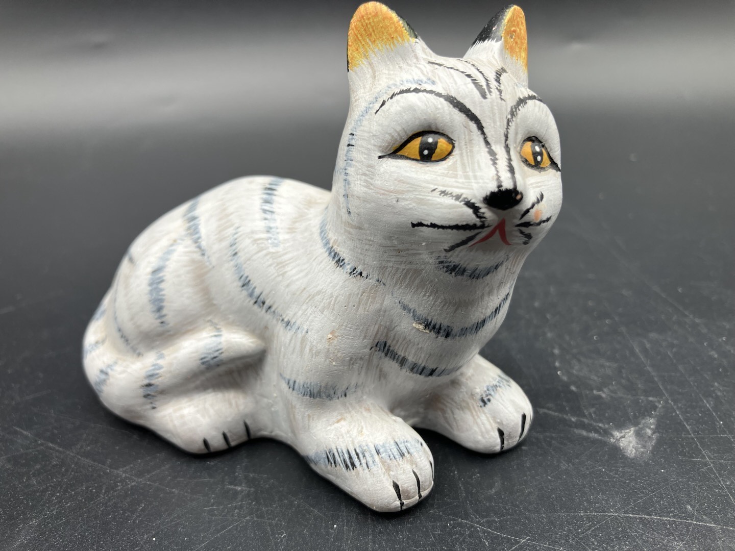 051 - Vintage Matte Ceramic Hand Painted Cat Statue Figure 4" White ...