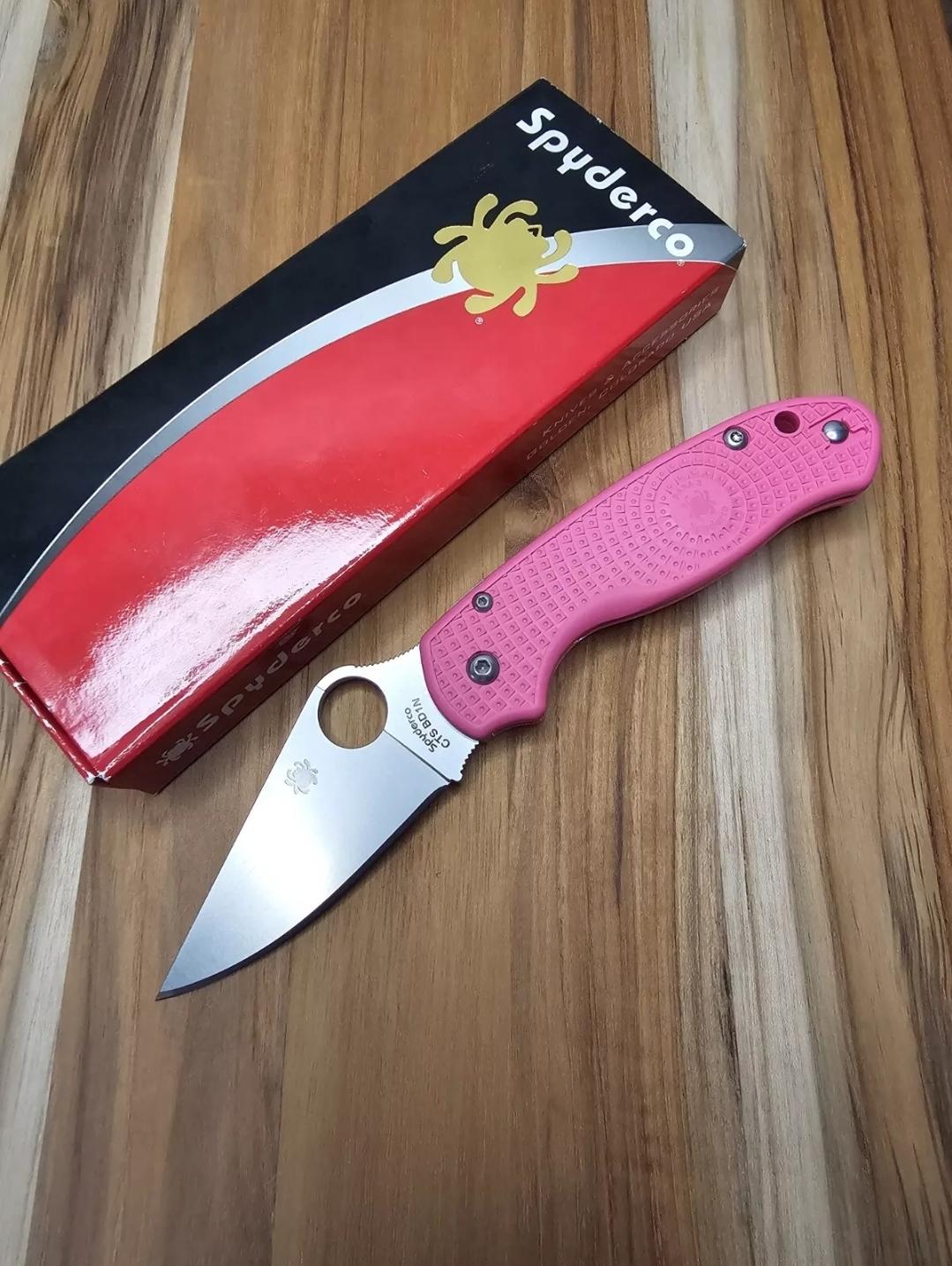 SPYDERCO PARA 3 LIGHTWEIGHT 3" CTS-BD1N PINK FRN HANDLES-C223PPN
