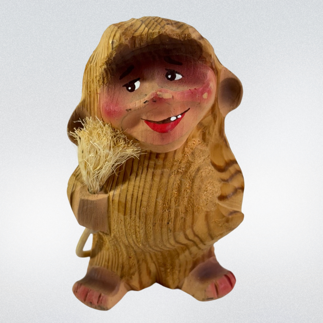 003. Wooden Norwegian Hand Carved Troll 4.25” tall