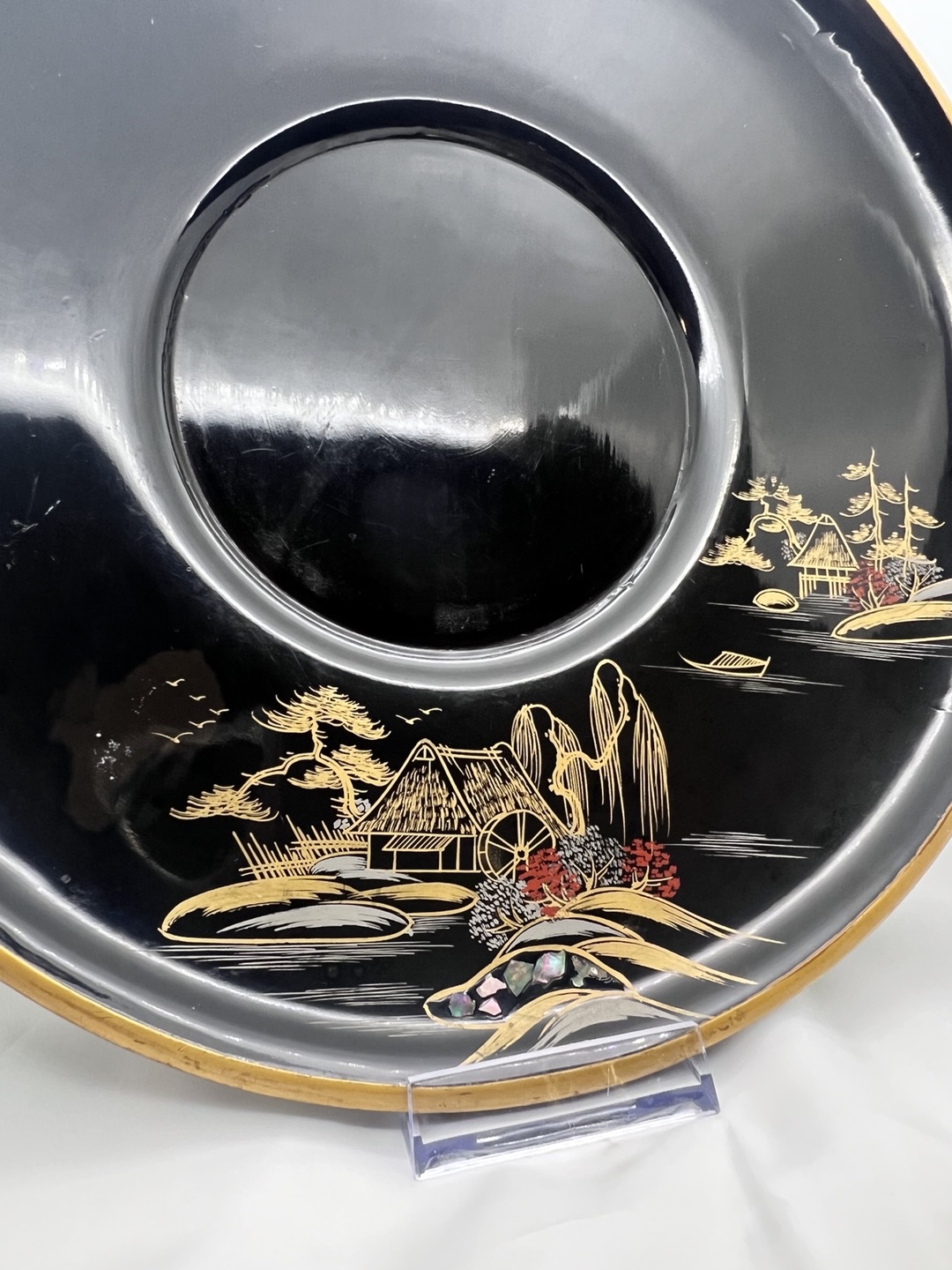 Asian Lacquerware Serving Plate and Bowl