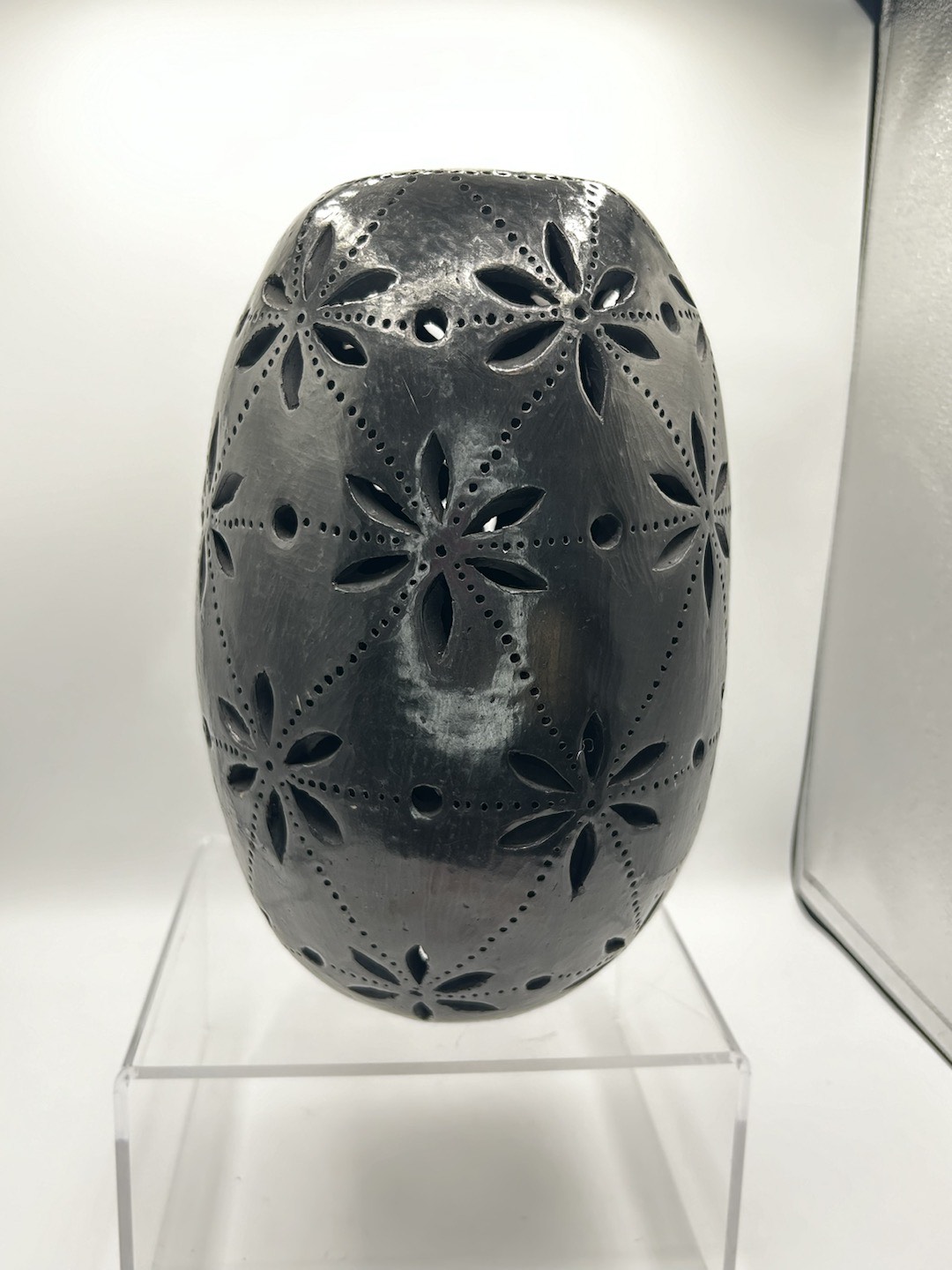 Oaxacan Barro Negro Candle Lantern 11 Inches