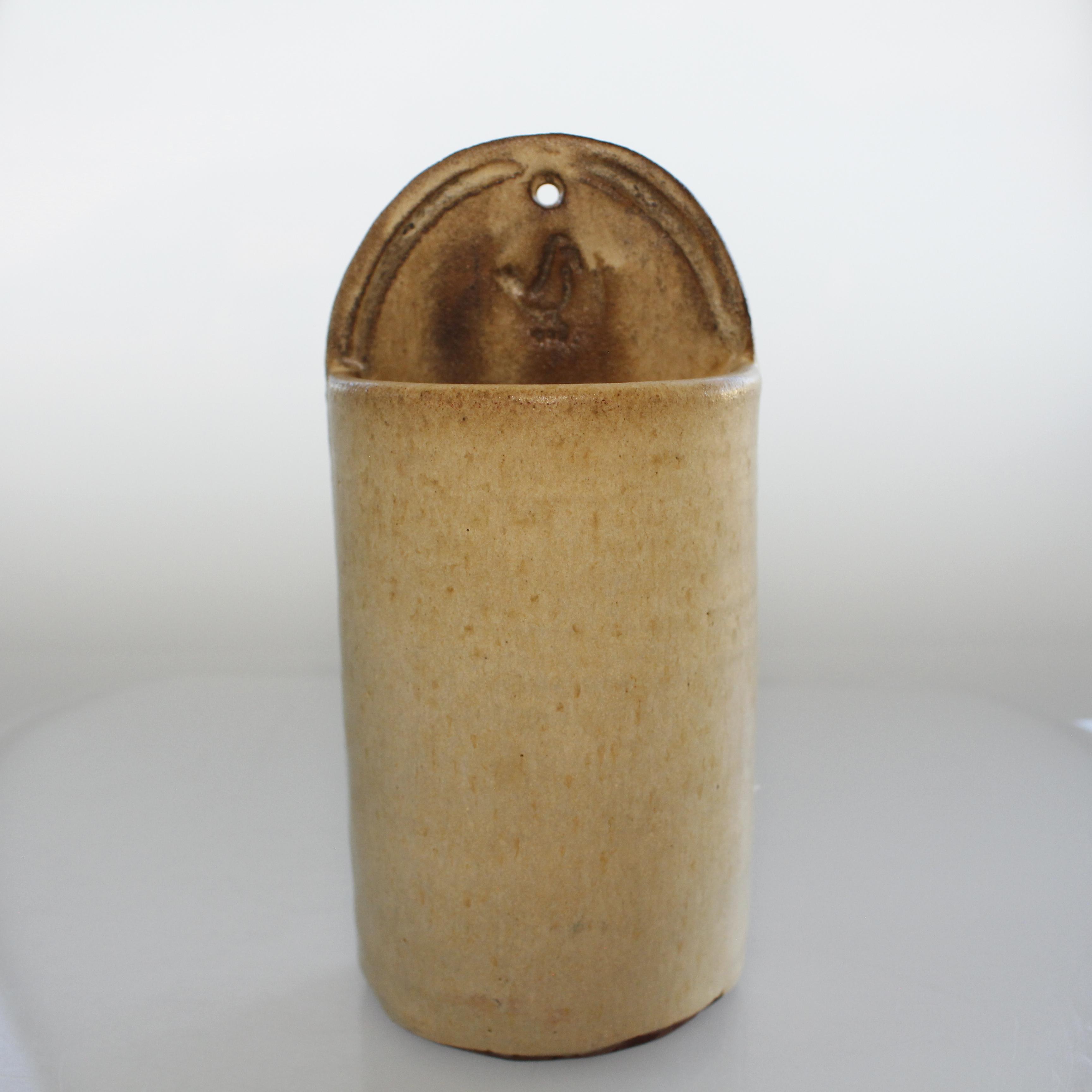 Rustic Primitive Chicken / Bird Redware Pottery Wall Pocket Utensil ...