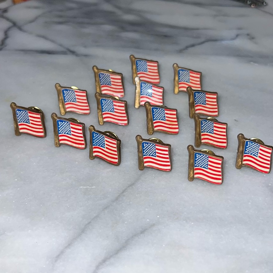 Lot Of Vintage Plastic Flag Lapel Pins Or Push Pins
