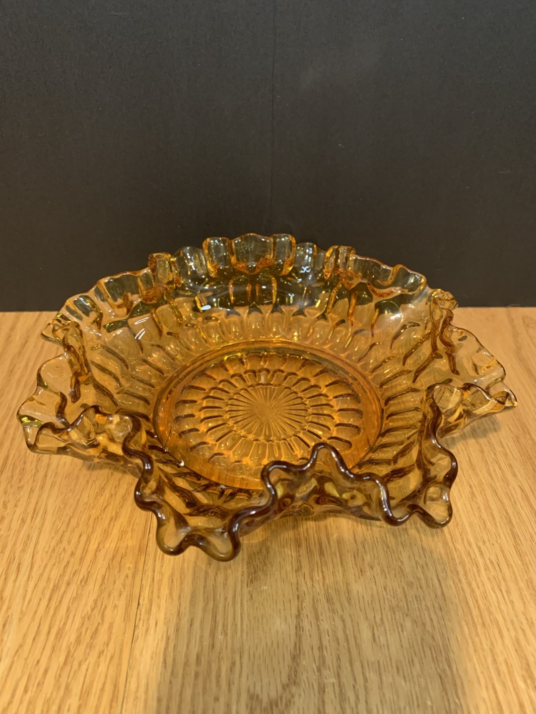Fenton Amber Fluted Bowl 7 X 2 Inches