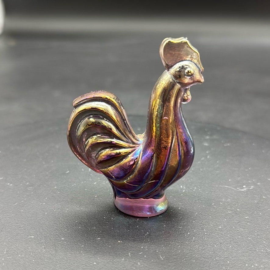 Rare Fenton Glass Rooster Carnival Glass