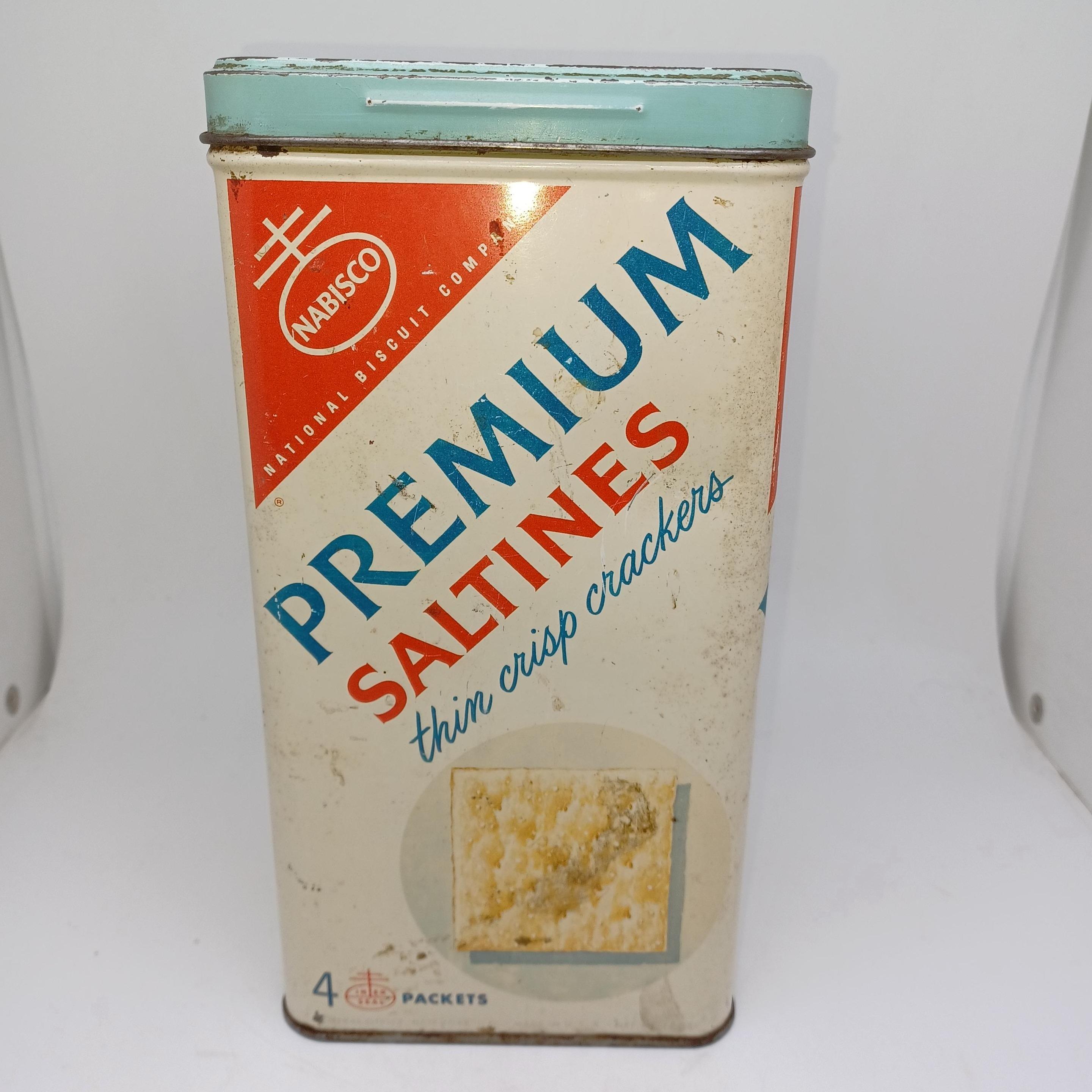 1950s NABISCO PREMIUM SALTINES CRACKER ADVERTISING TIN English ...