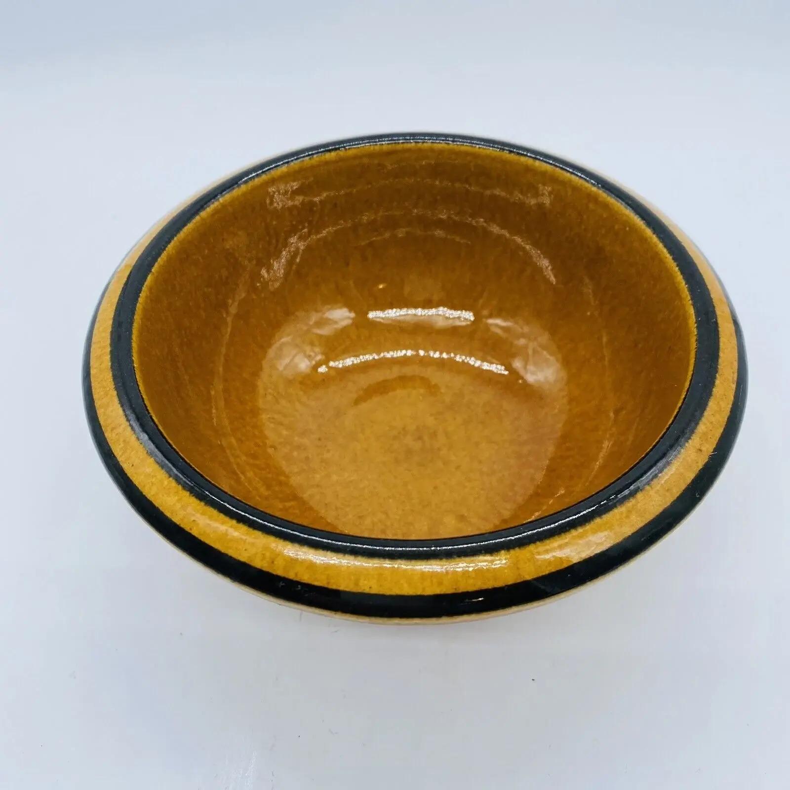 Vintage PERK Swiss Pottery Bowl 6 inch Stoneware Brown