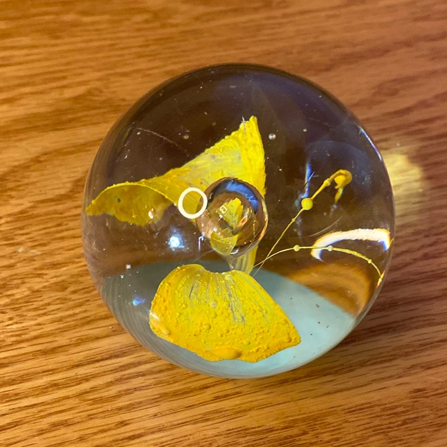 012 Yellow Paperweight 2 1/2” X 2”