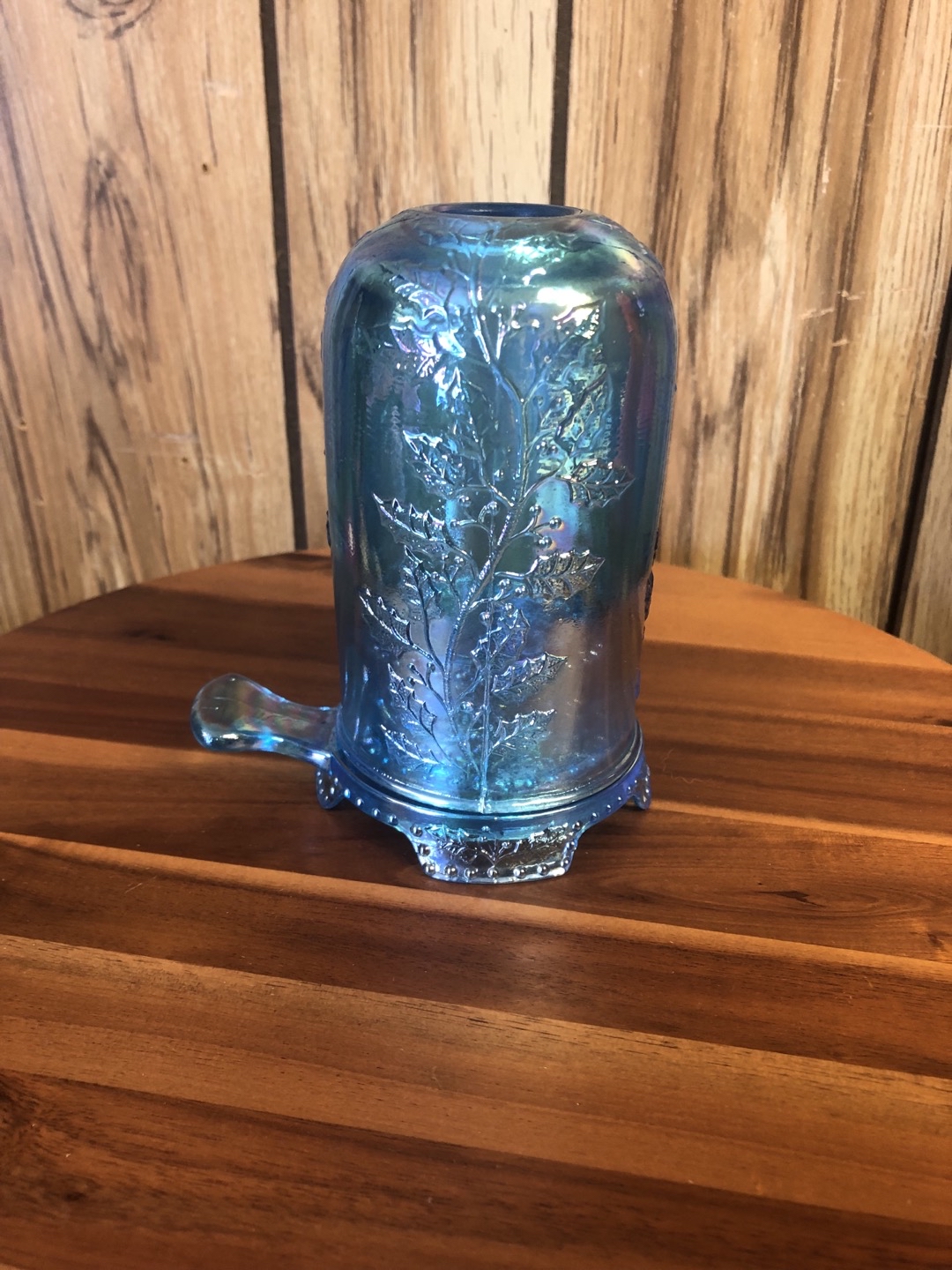 Mosser Glass Blue Iridescent Holly Berry Fairy Lamp Light