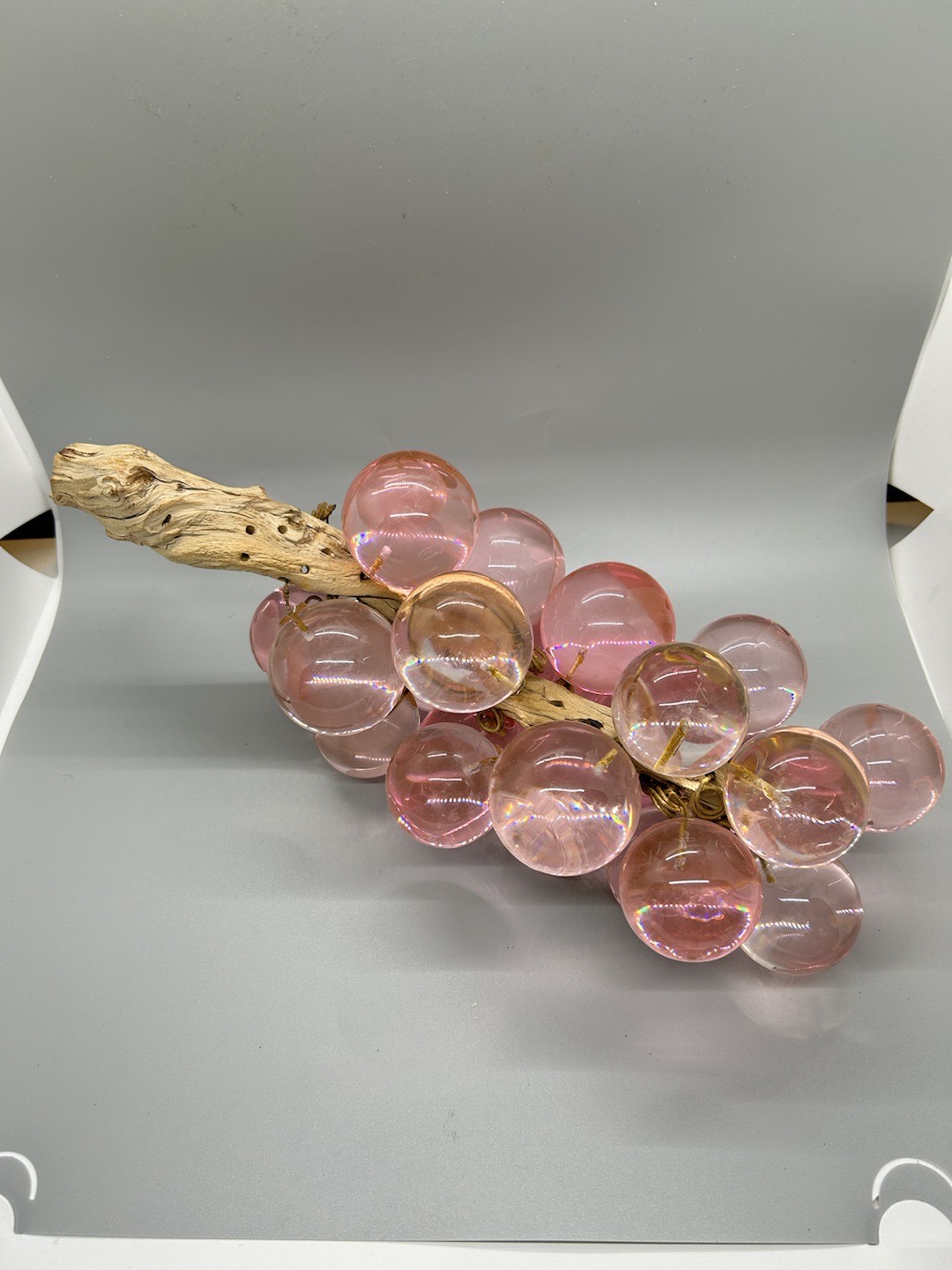 999 Pink Lucite Grapes On Large Stem - 14”