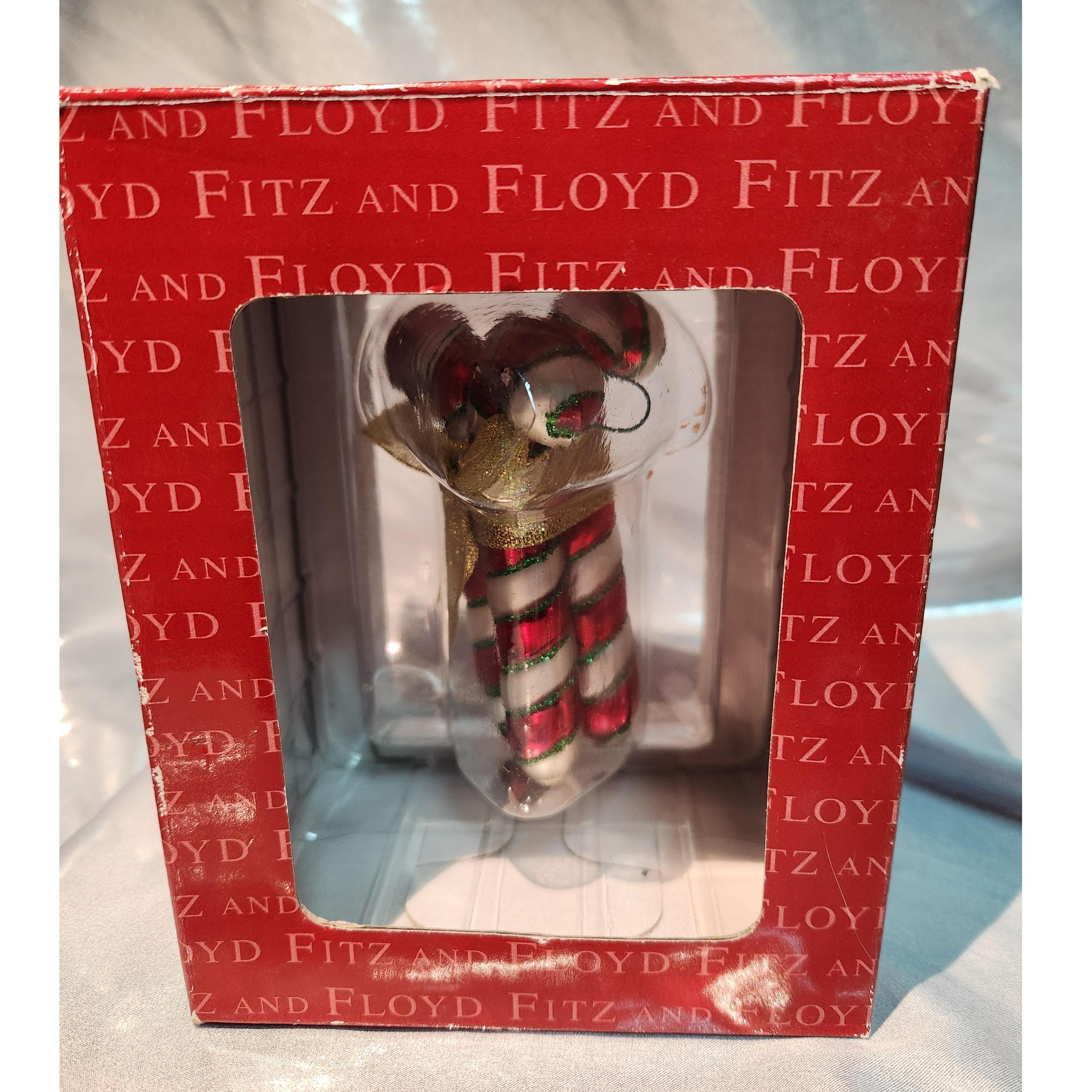 Fitz and Floyd Trio of Candy Cane Glass Ornaments