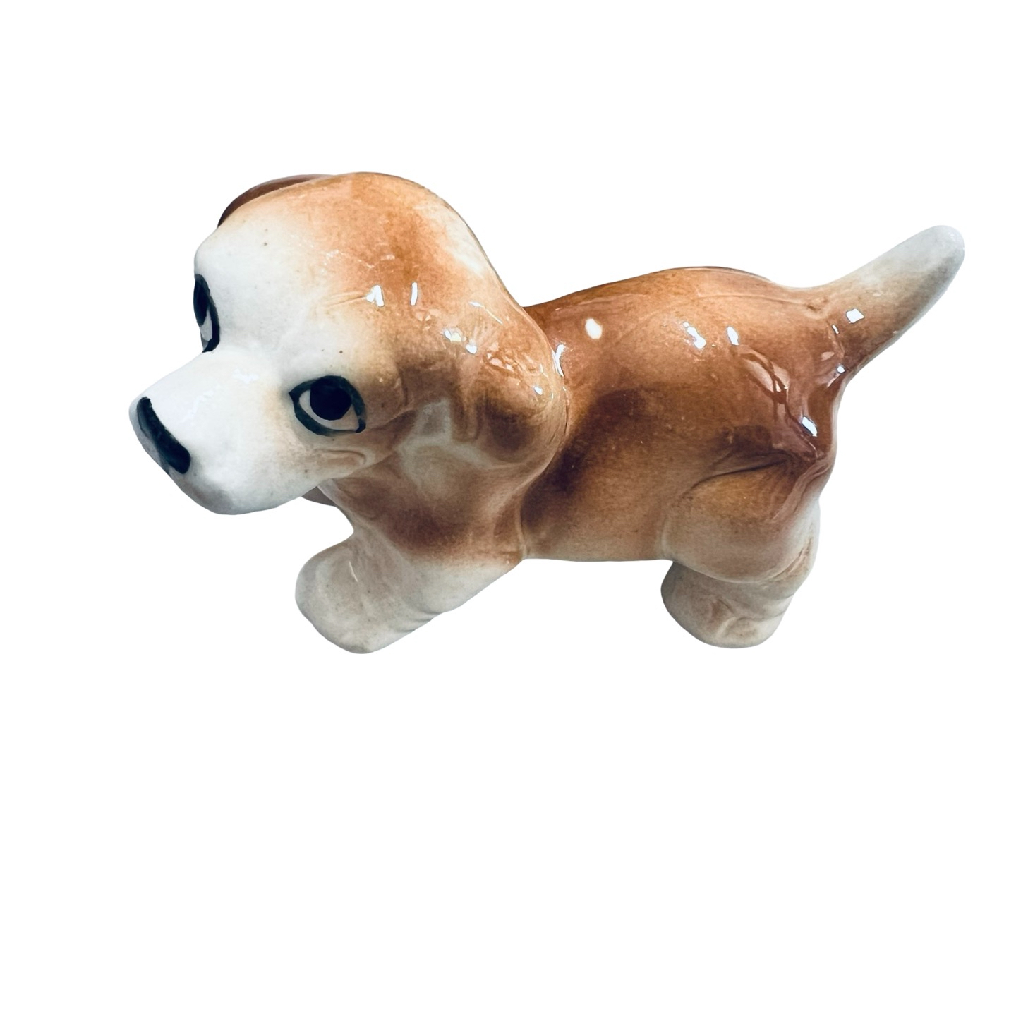 004 Vintage Ceramic Small Puppy Figurine Shelf Sitter Dog