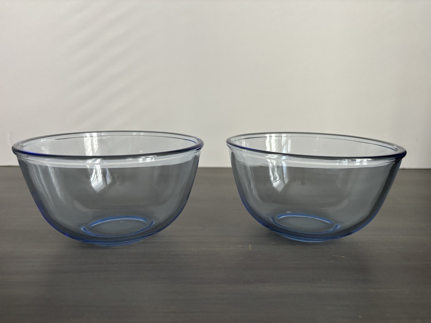Vintage Pyrex Mixing Bowls With Blue Tint Set Of Two