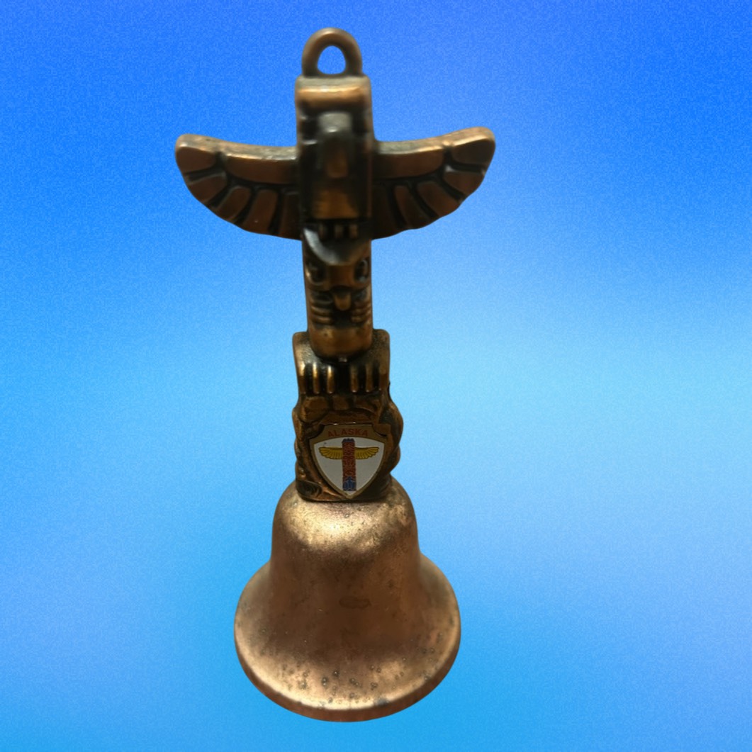 Vintage Copper ALASKA Eagle Totem Pole Souvenir Bell w/ Loop for ...