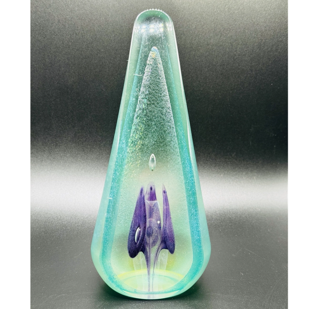 011 Signed Stuart Abelman Pyramid Paperweight Studio Art Glass ...
