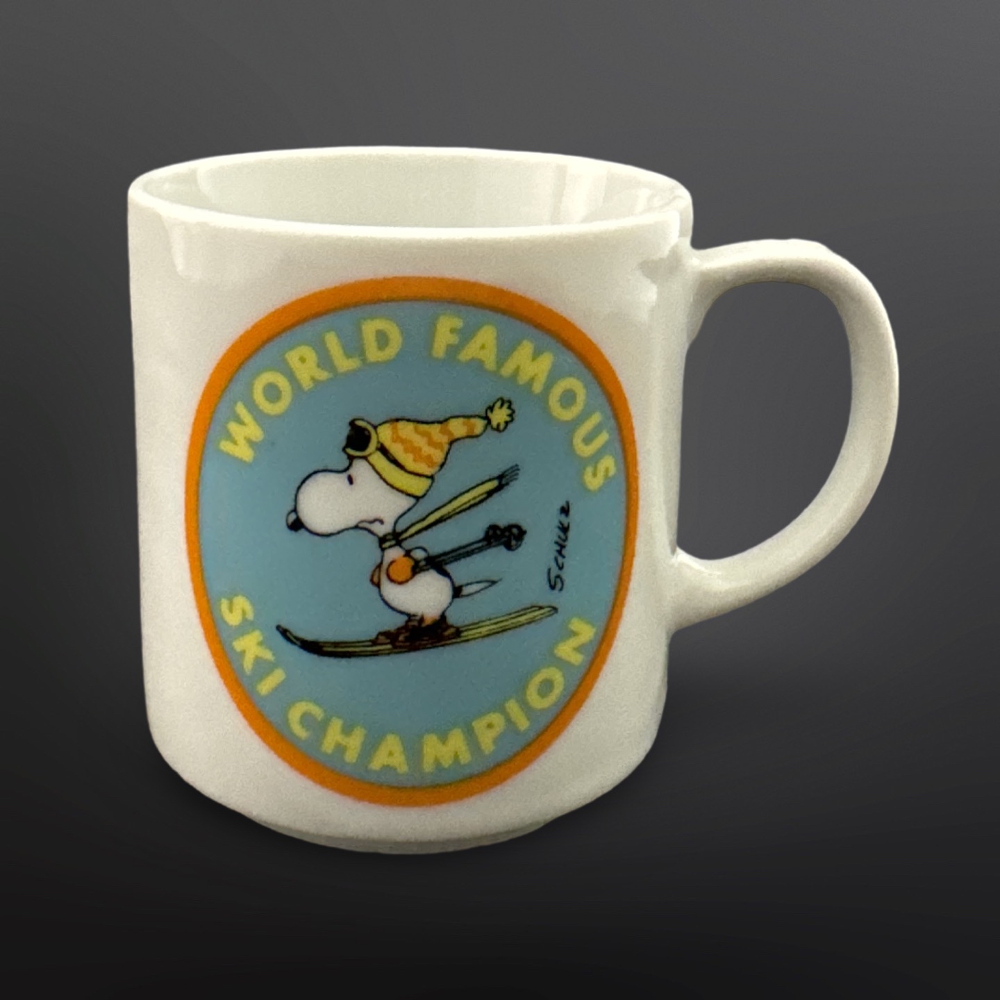 Vintage SNOOPY Schultz PEANUTS World Famous Ski Champion Ceramic Coffee Mug