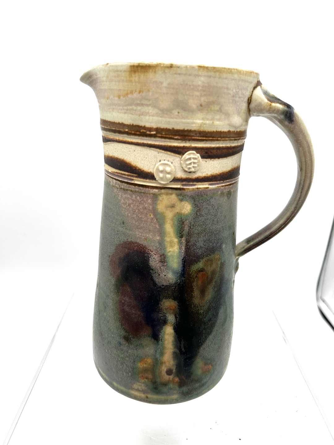 Studio Pottery Green Pitcher McKee 8 Inches