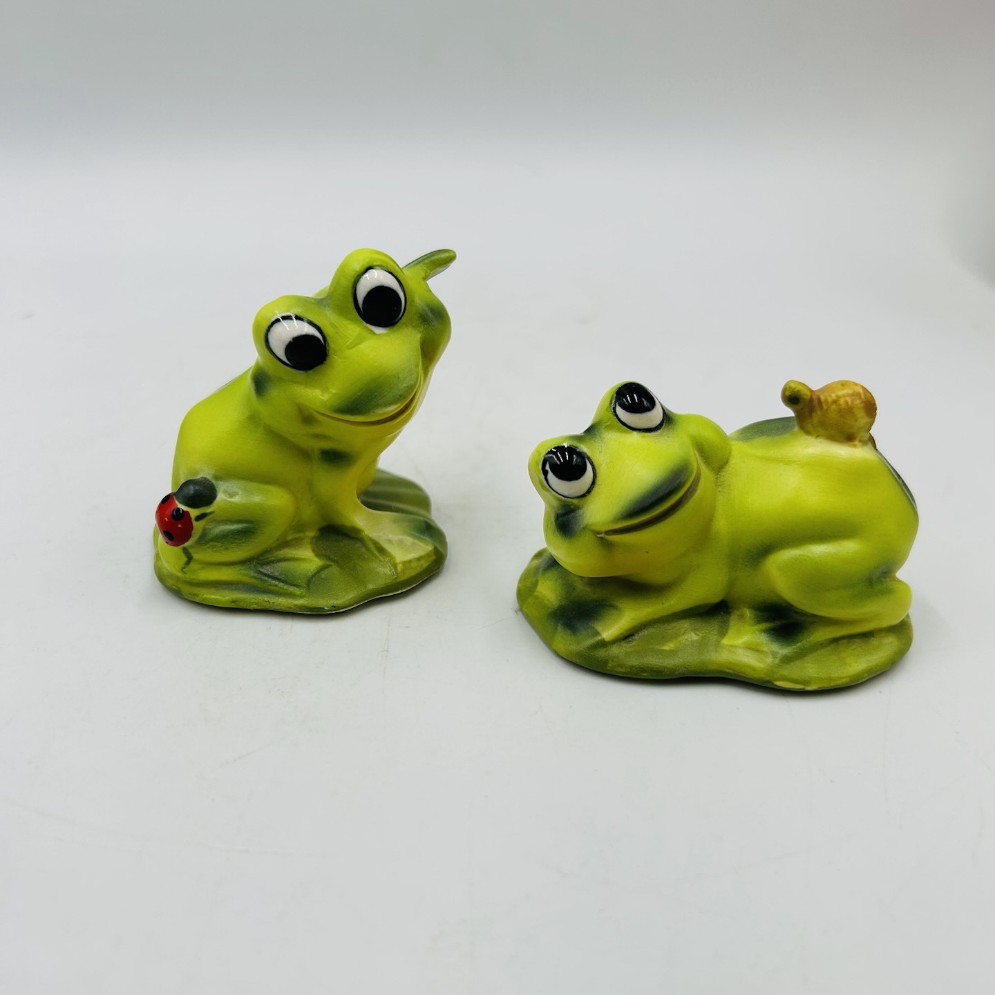 Pair Vintage Josef Original Frogs On Lily Pads With Ladybug And Snail ...