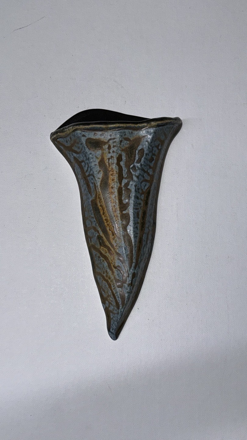 Frank Stofan "Trees" Wood Ash Blue Drip Glazed Pottery Wall Vase 2019 9 ...