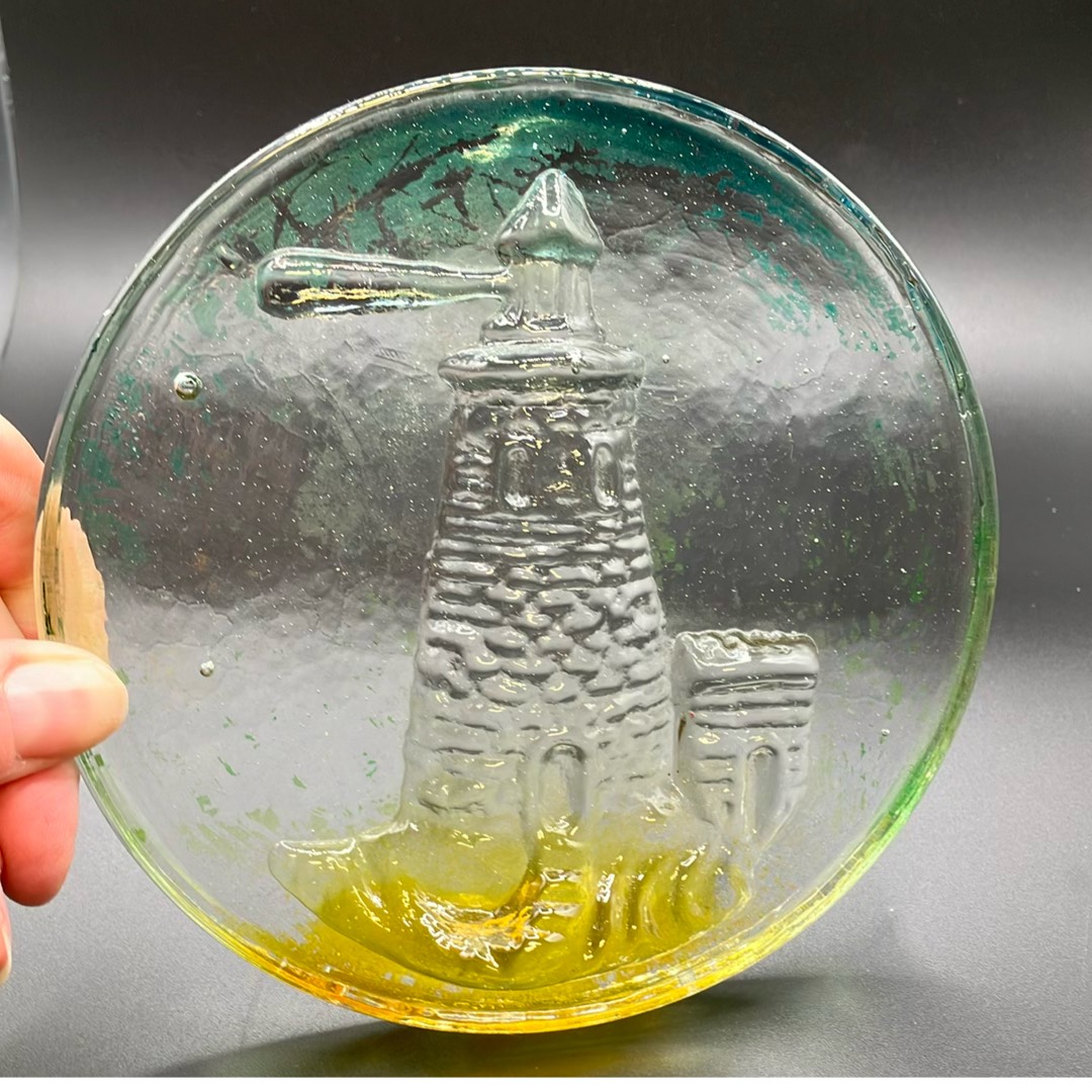 Lighthouse Glass Disc Paperweight